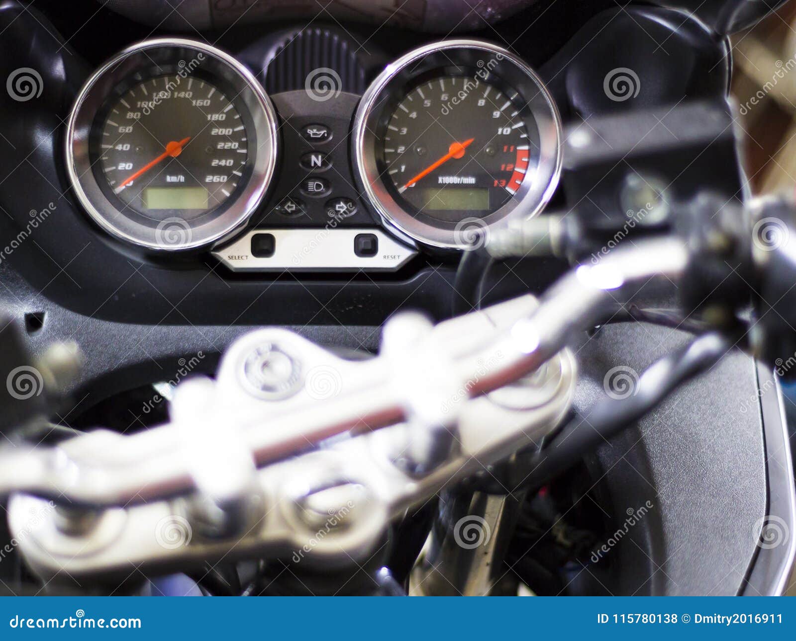 Motorbike Control Panel with Speedometer Stock Photo - Image of ...