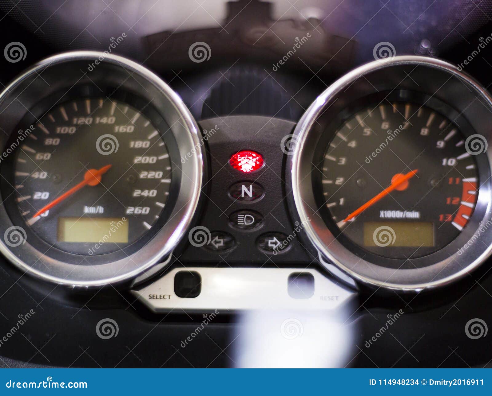 Motorbike Control Panel with Speedometer Stock Photo - Image of ...