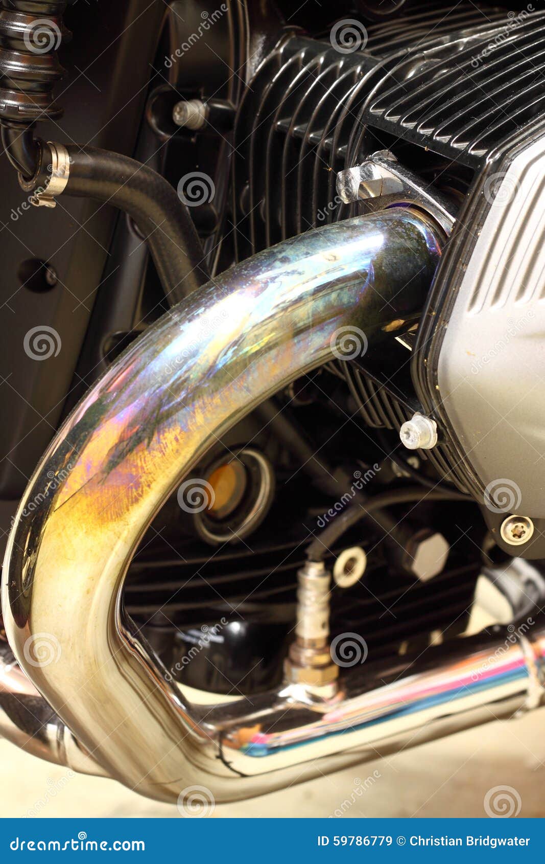 Motorbike engine exhaust a stock image. Image of power - 59786779