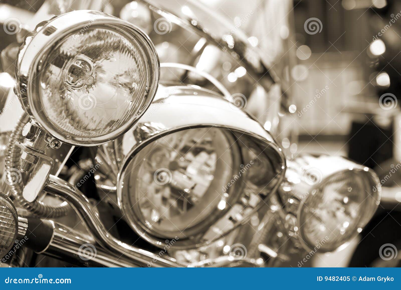 Motorbike head lamp stock image. Image of metallic, motorcycling - 9482405