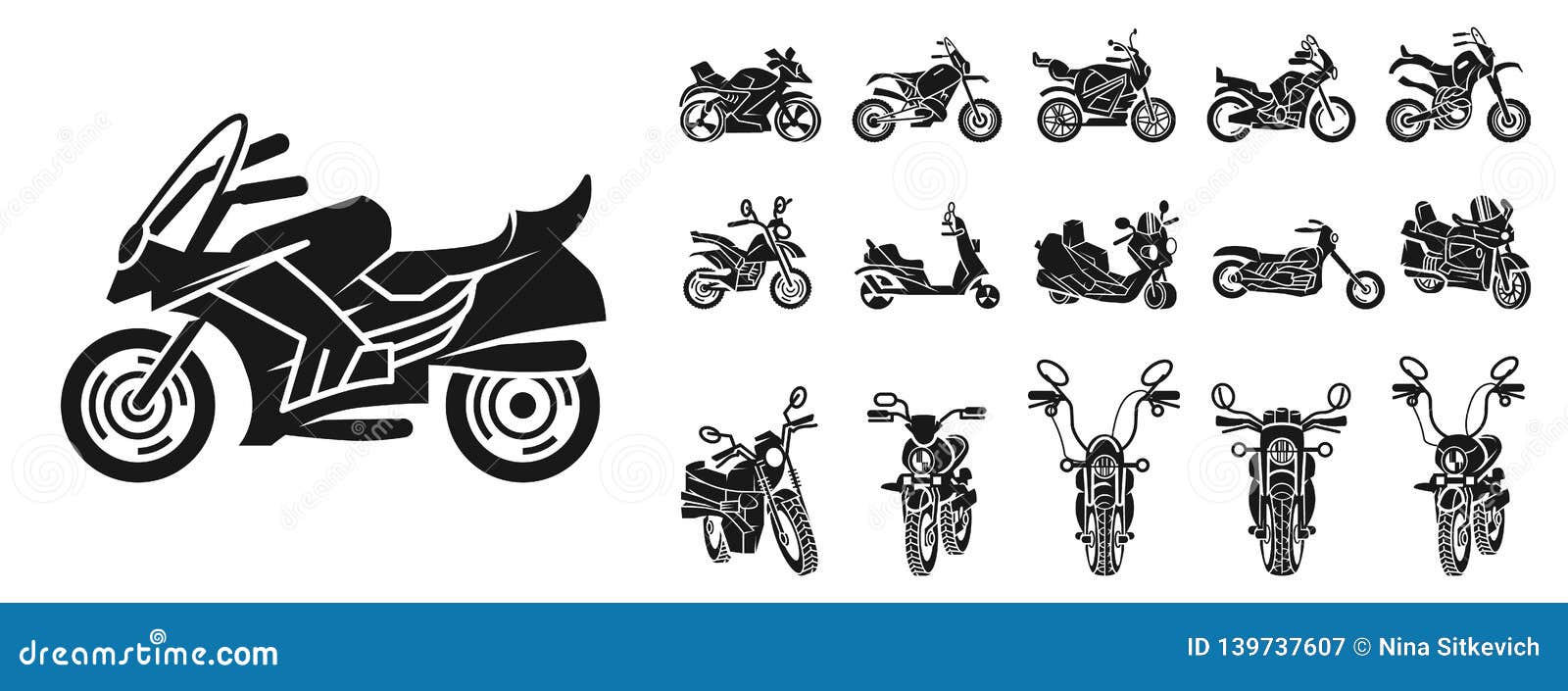 Motorbike Icons Set, Simple Style Stock Vector - Illustration of ride ...