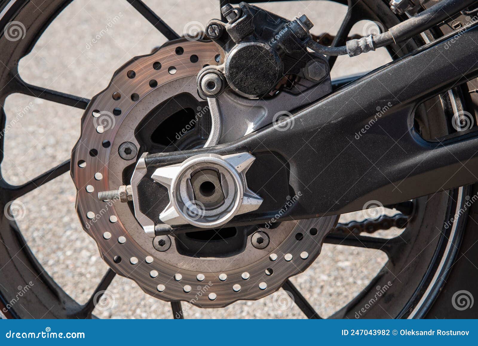 Motorbike Rear Wheel Brake and Brake Disc Stock Photo - Image of ...