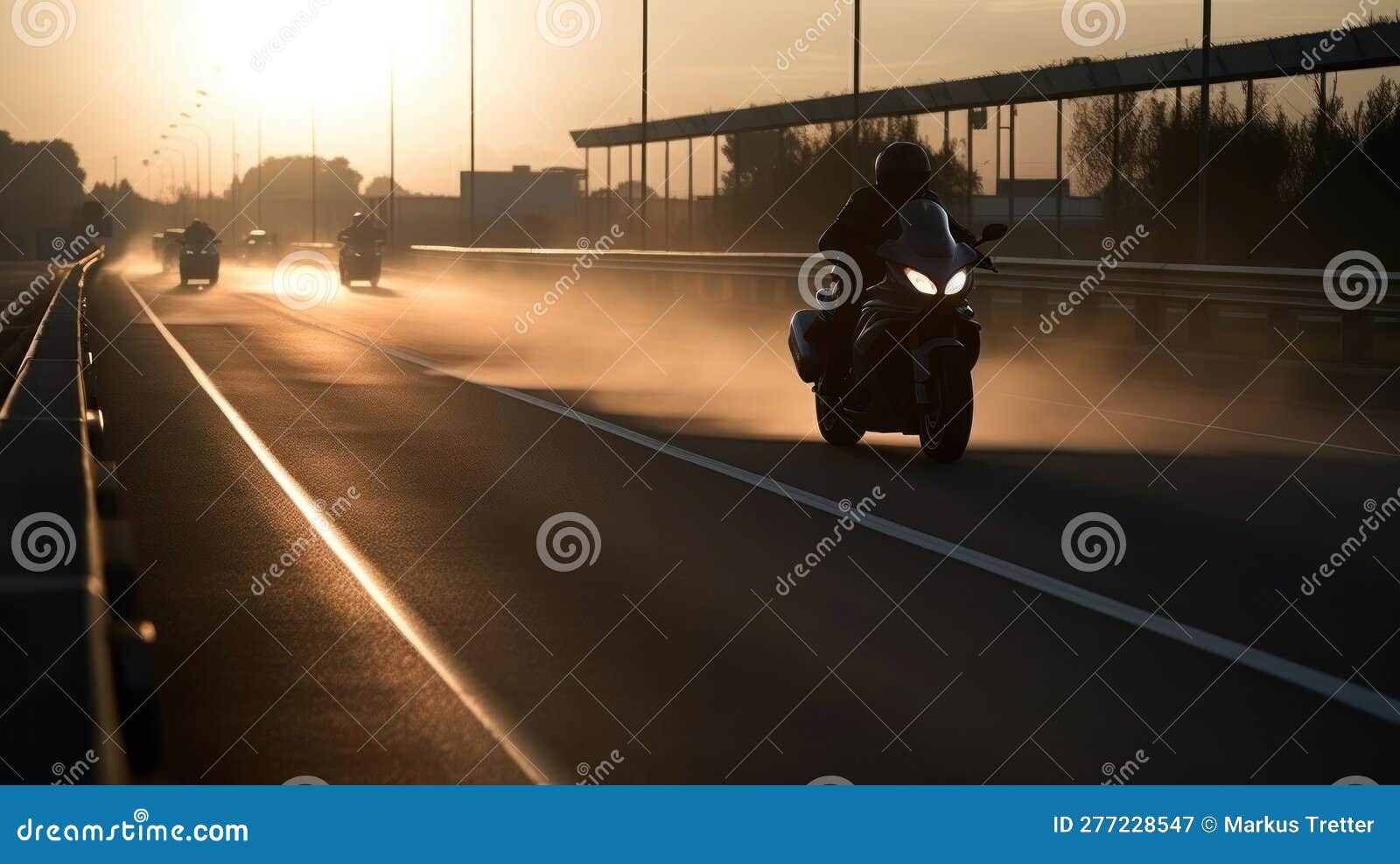 A Motorbike Speeds Down A Highway Leaving Other Vehicles In Its Wake