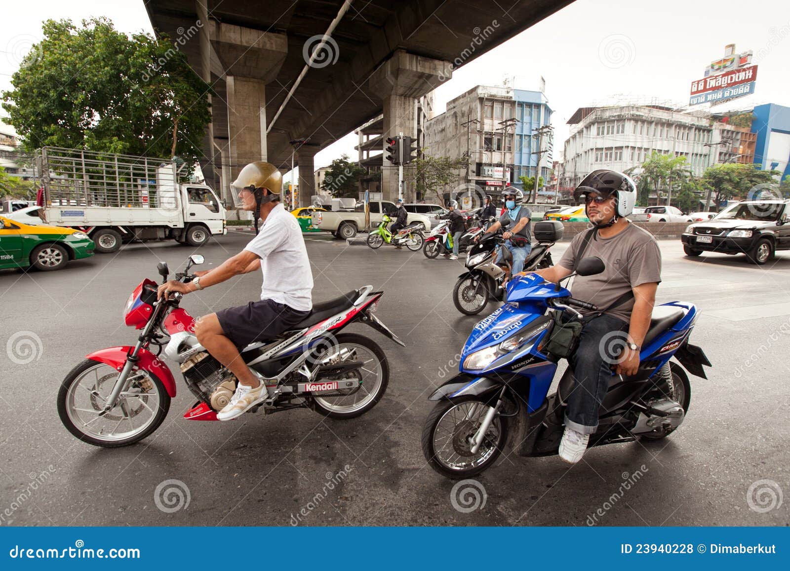 Motorbike Traffic in Thailand Editorial Stock Photo - Image of helmet ...