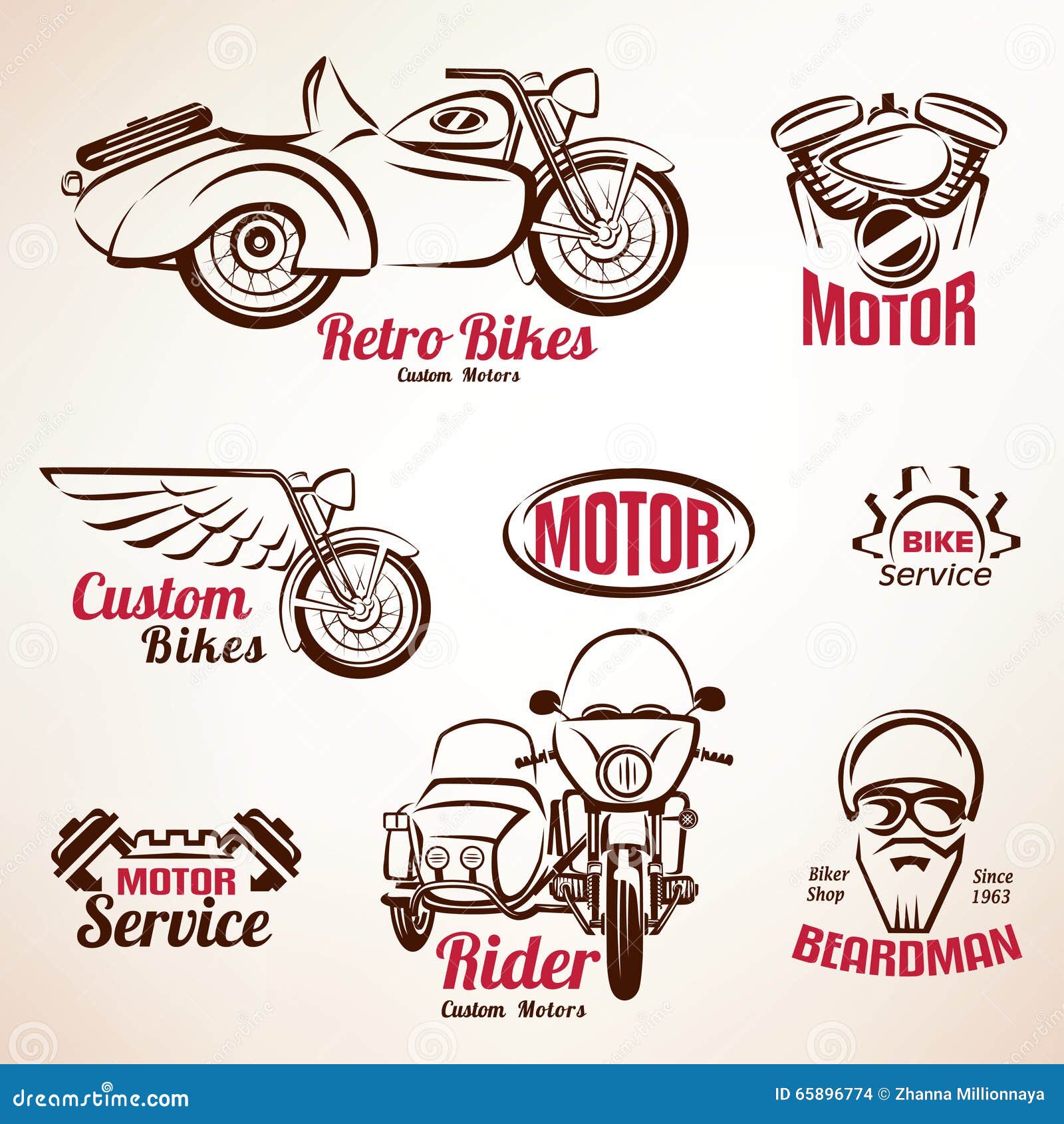 Motorbikes Emblems and Labels Set Stock Vector - Illustration of label ...
