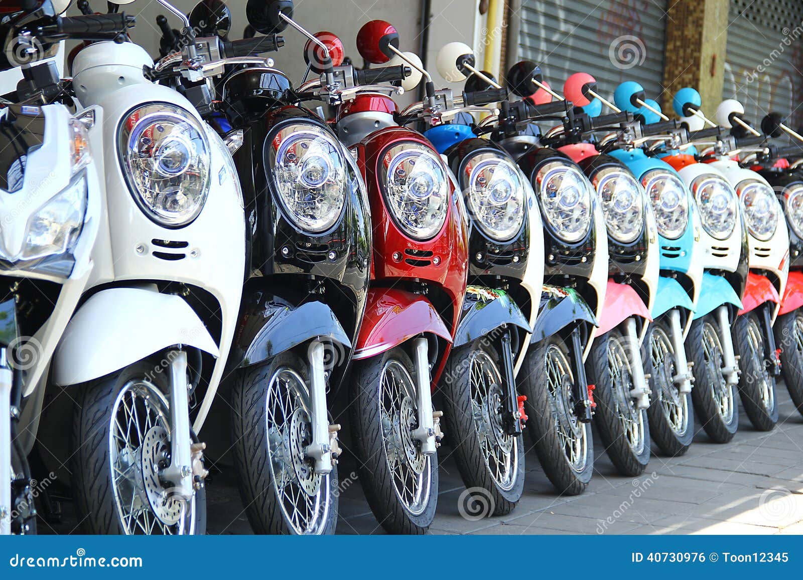 Motorbikes in a Row with Perspective Stock Photo - Image of perspective ...