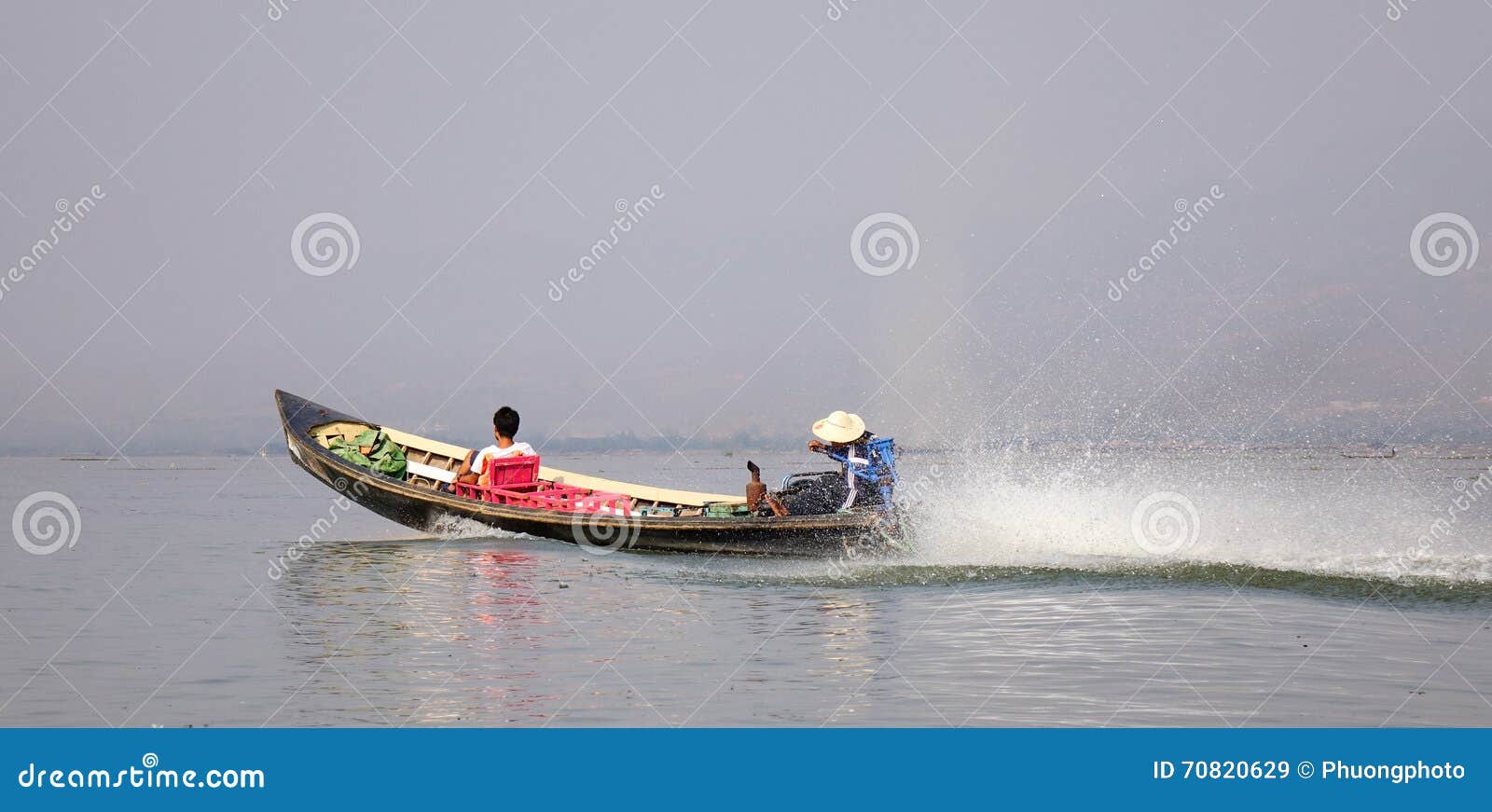Motorboat on the Lake in Inlay, Myanmar Editorial Stock Image - Image ...