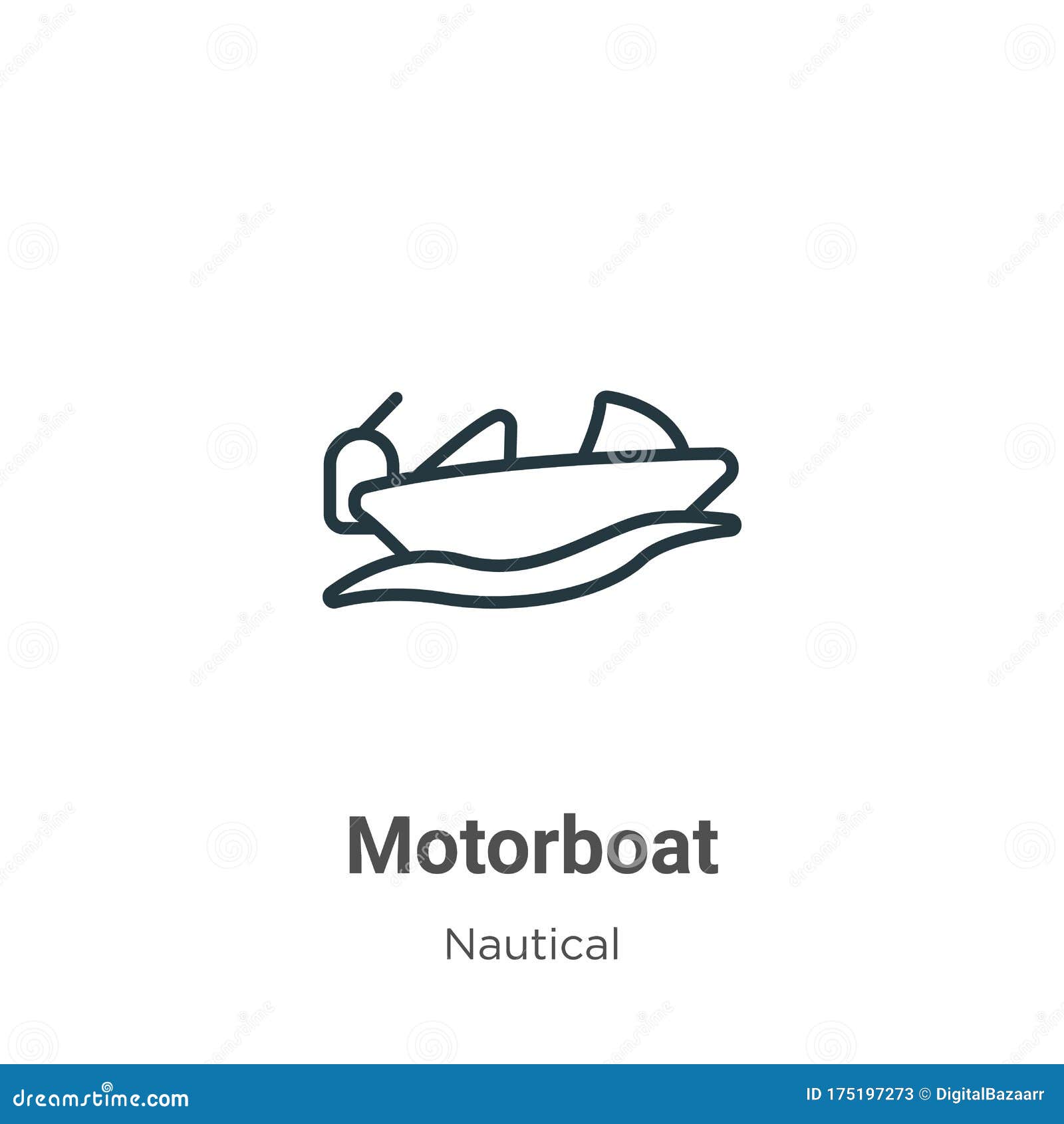 Motorboat Outline Vector Icon. Thin Line Black Motorboat Icon, Flat ...