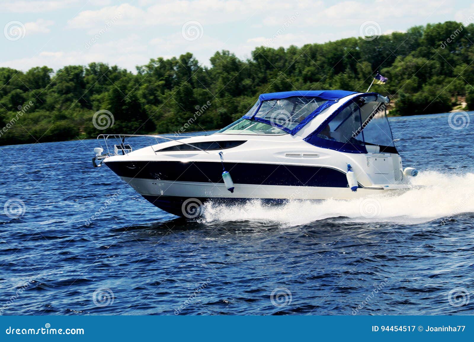 Motorboat on the river. stock image. Image of dnieper - 94454517