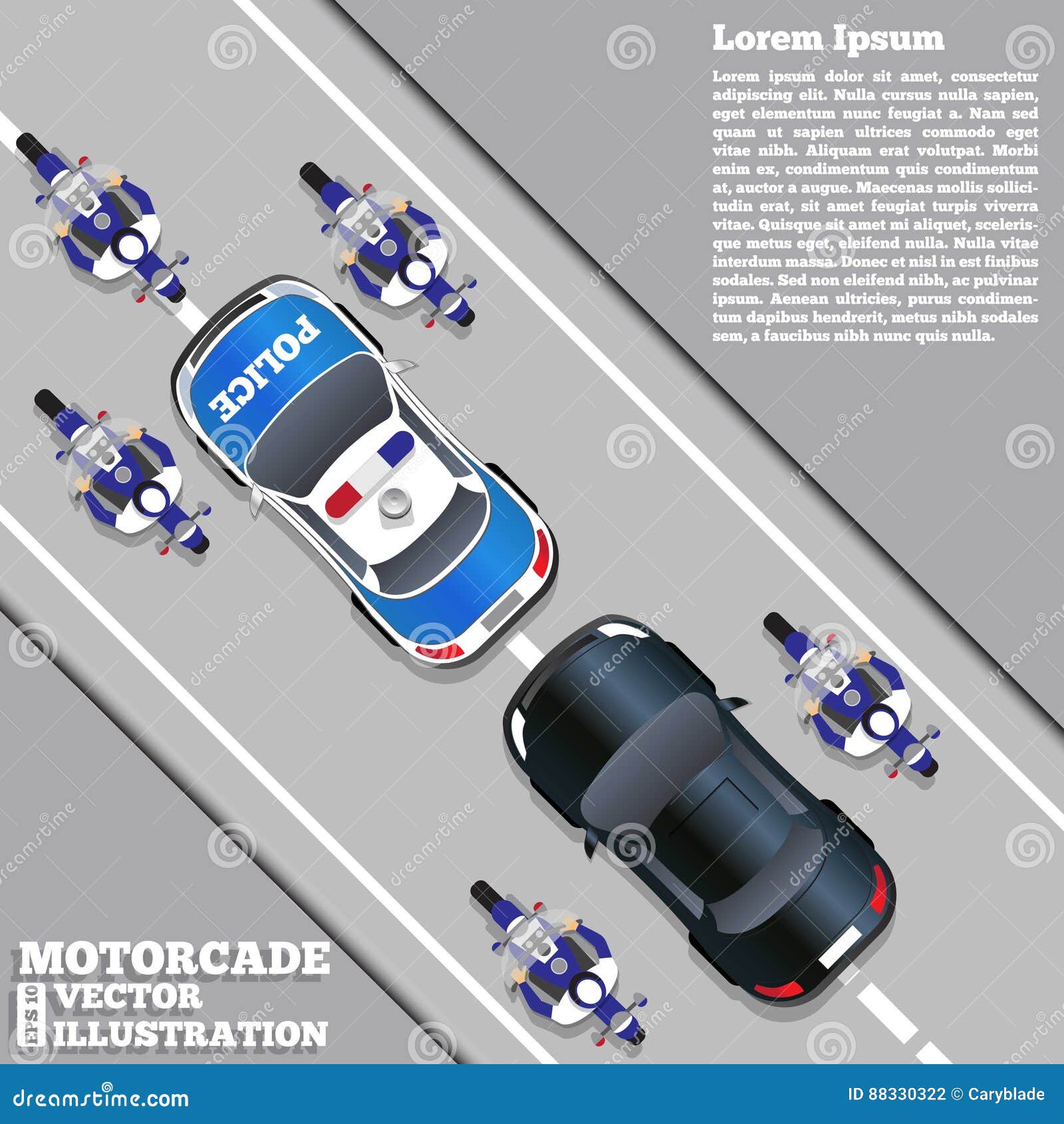 The Motorcade Escorted by Police. Stock Vector - Illustration of plan ...