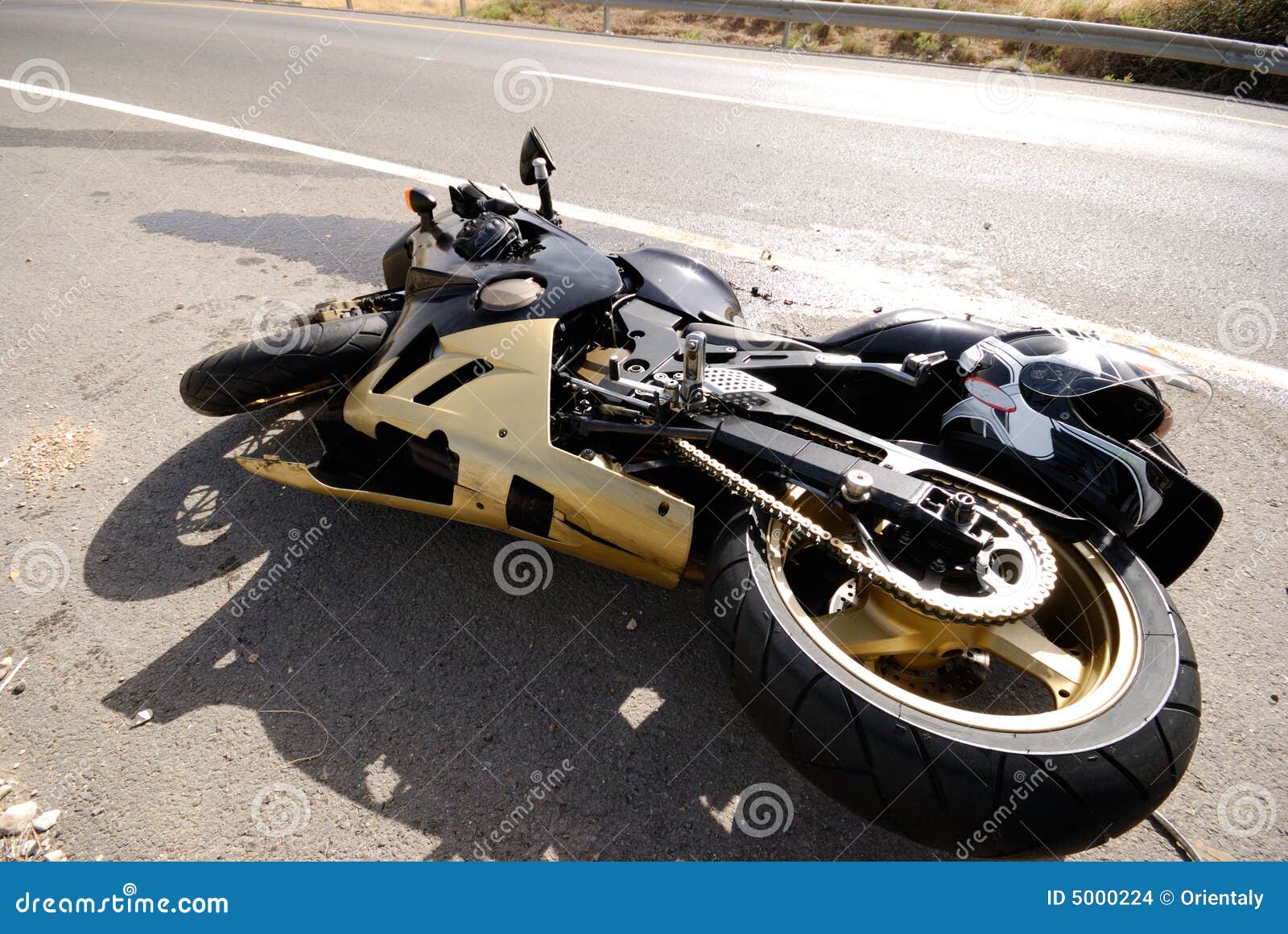 Motorcycle accident stock photo. Image of helmet, hurt - 5000224