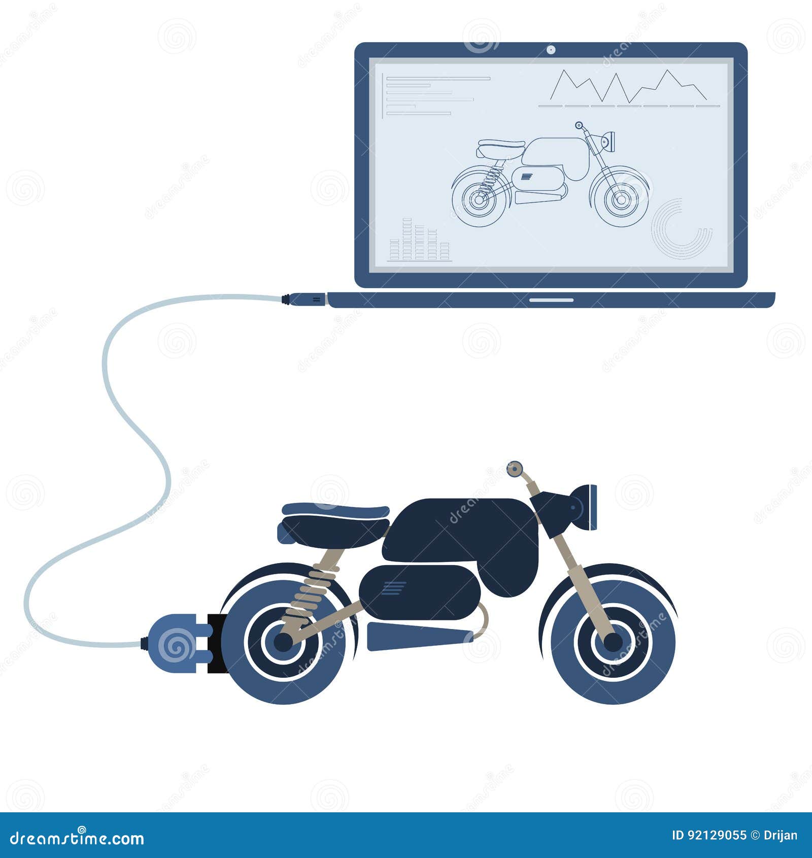 Motorcycle Automation Using Laptop Stock Vector - Illustration of ...