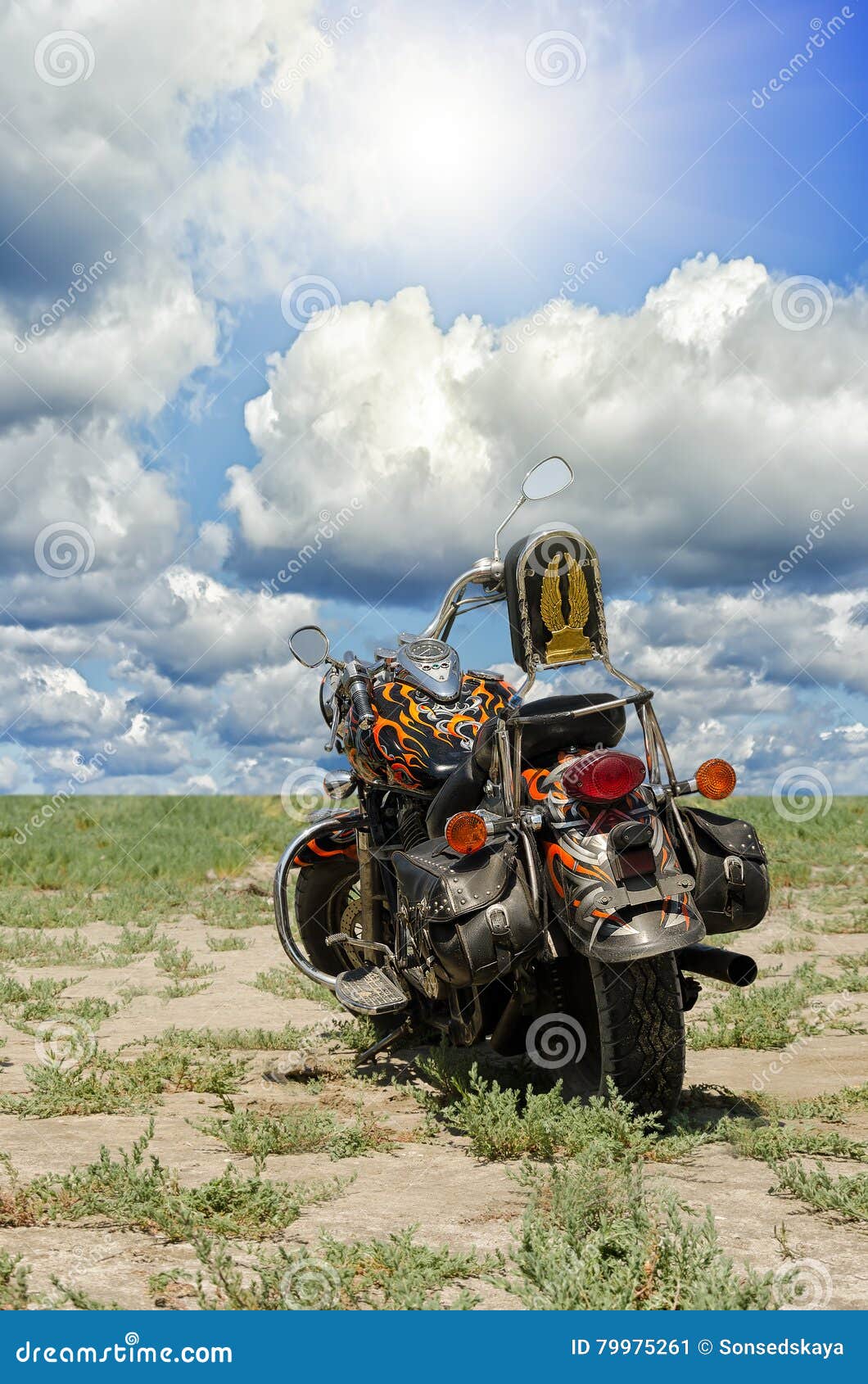 Motorcycle on a Background of the Cloudy Sky Stock Image - Image of ...
