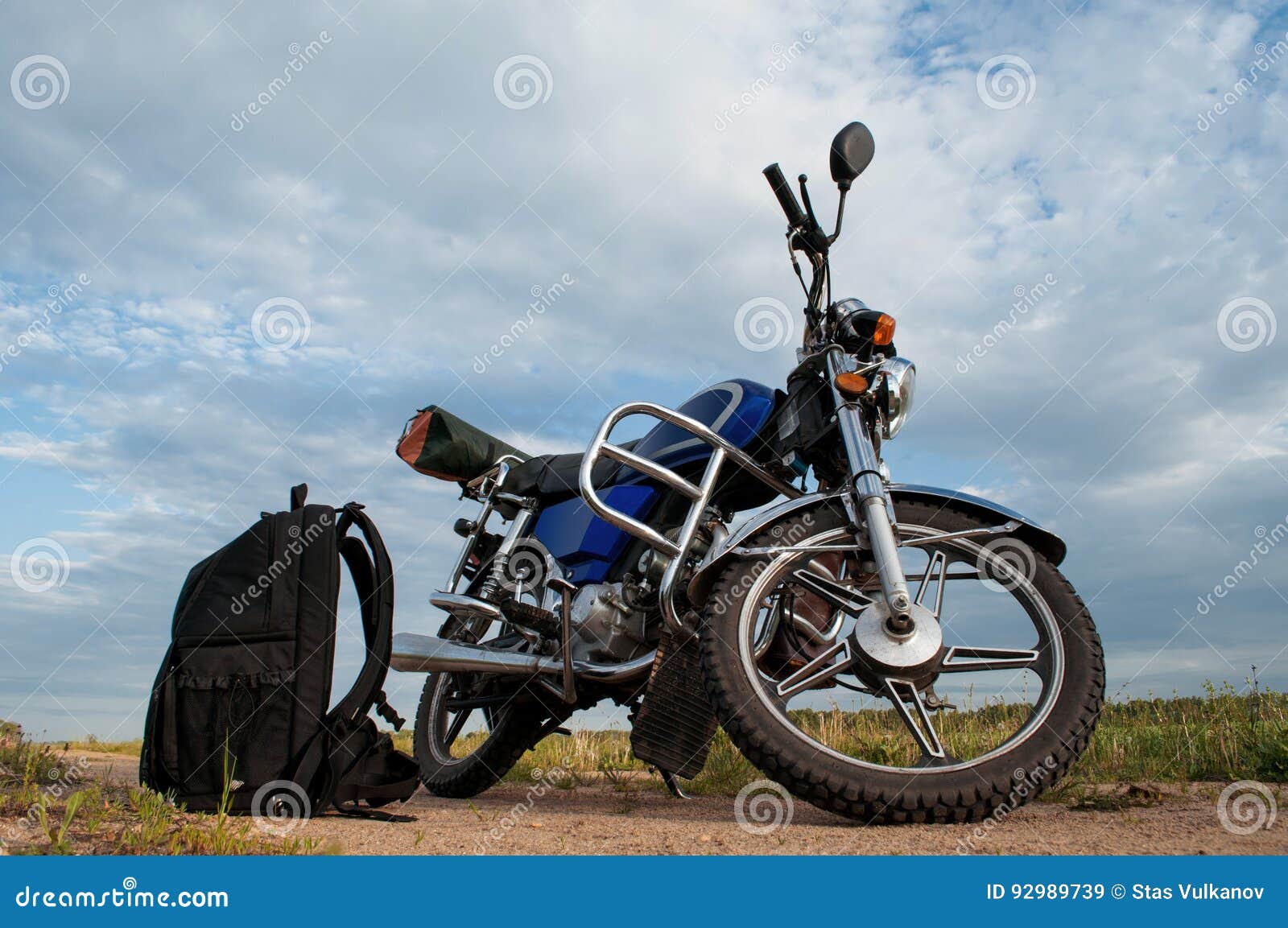Motorcycle on a Background of Sky and Clouds, Stock Image - Image of ...