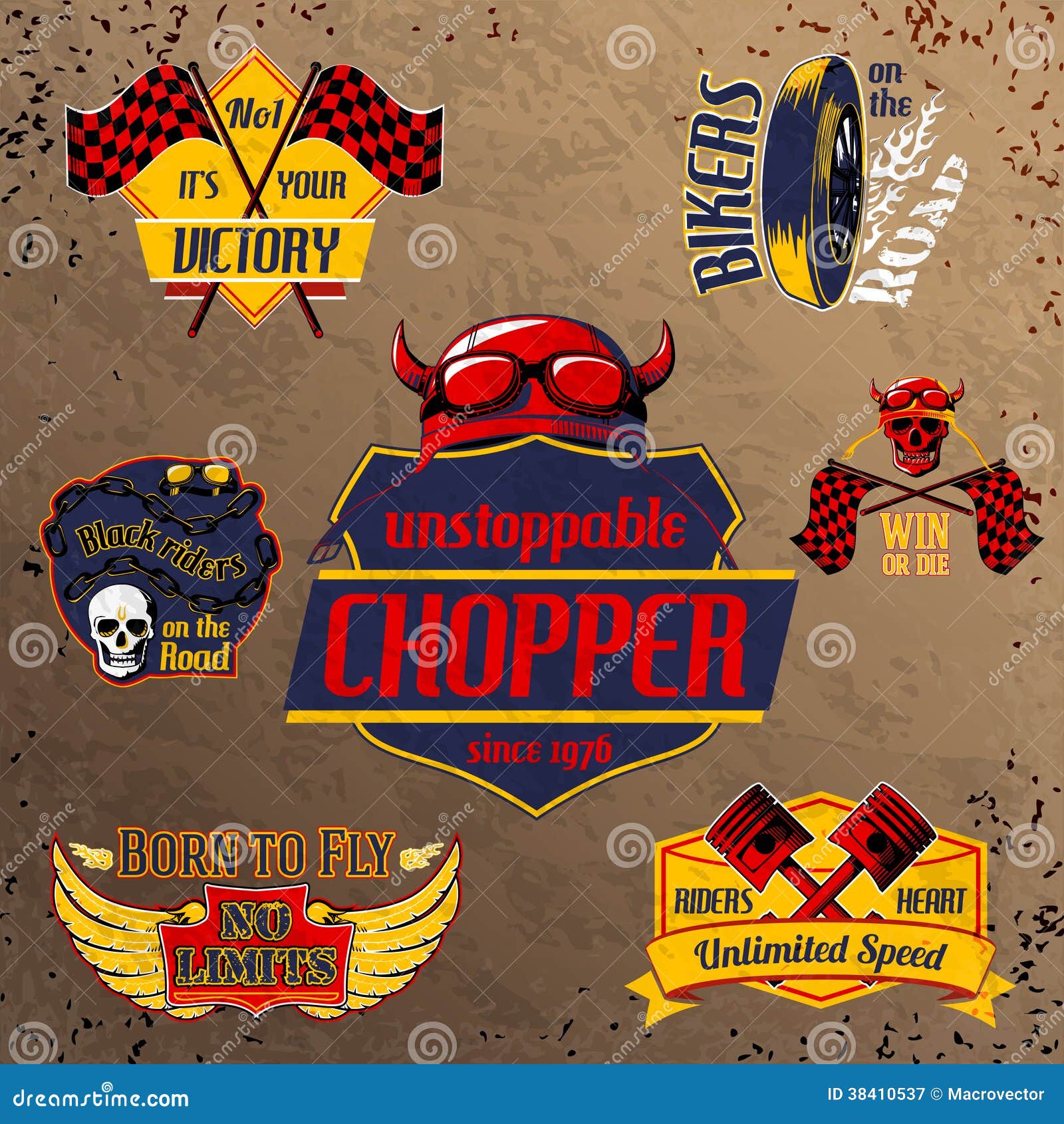 Motorcycle Bike Emblems Set Stock Vector - Illustration of icons ...