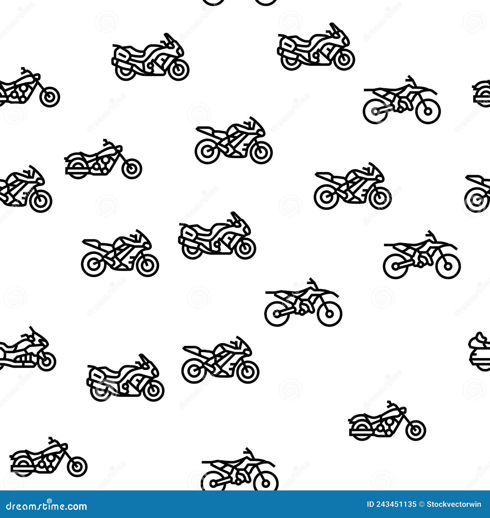 Motorcycle Bike Transport Types Vector Seamless Pattern Stock Vector ...