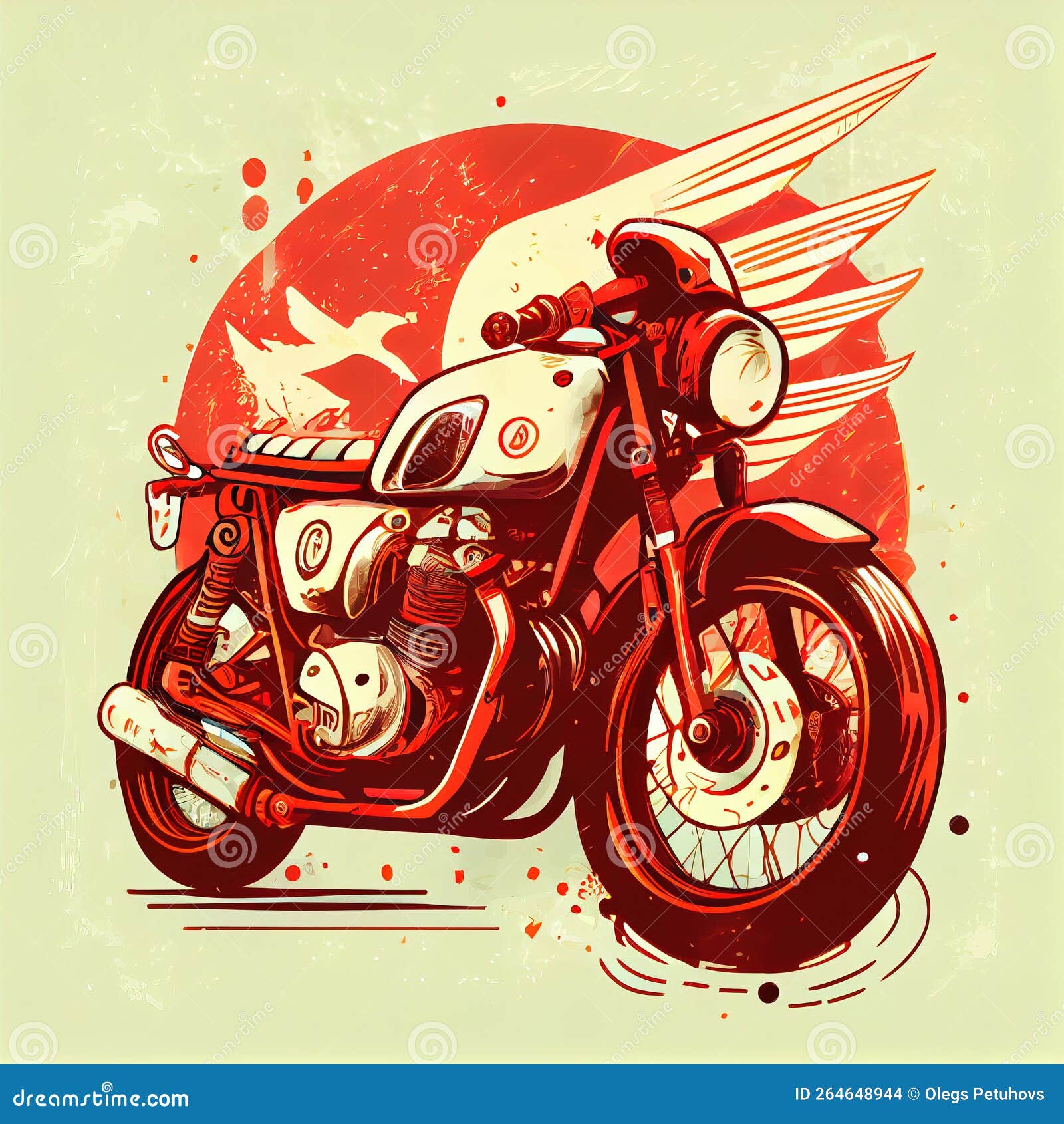 A Motorcycle with a Bird on the Back of it S Seat and Wings on the ...