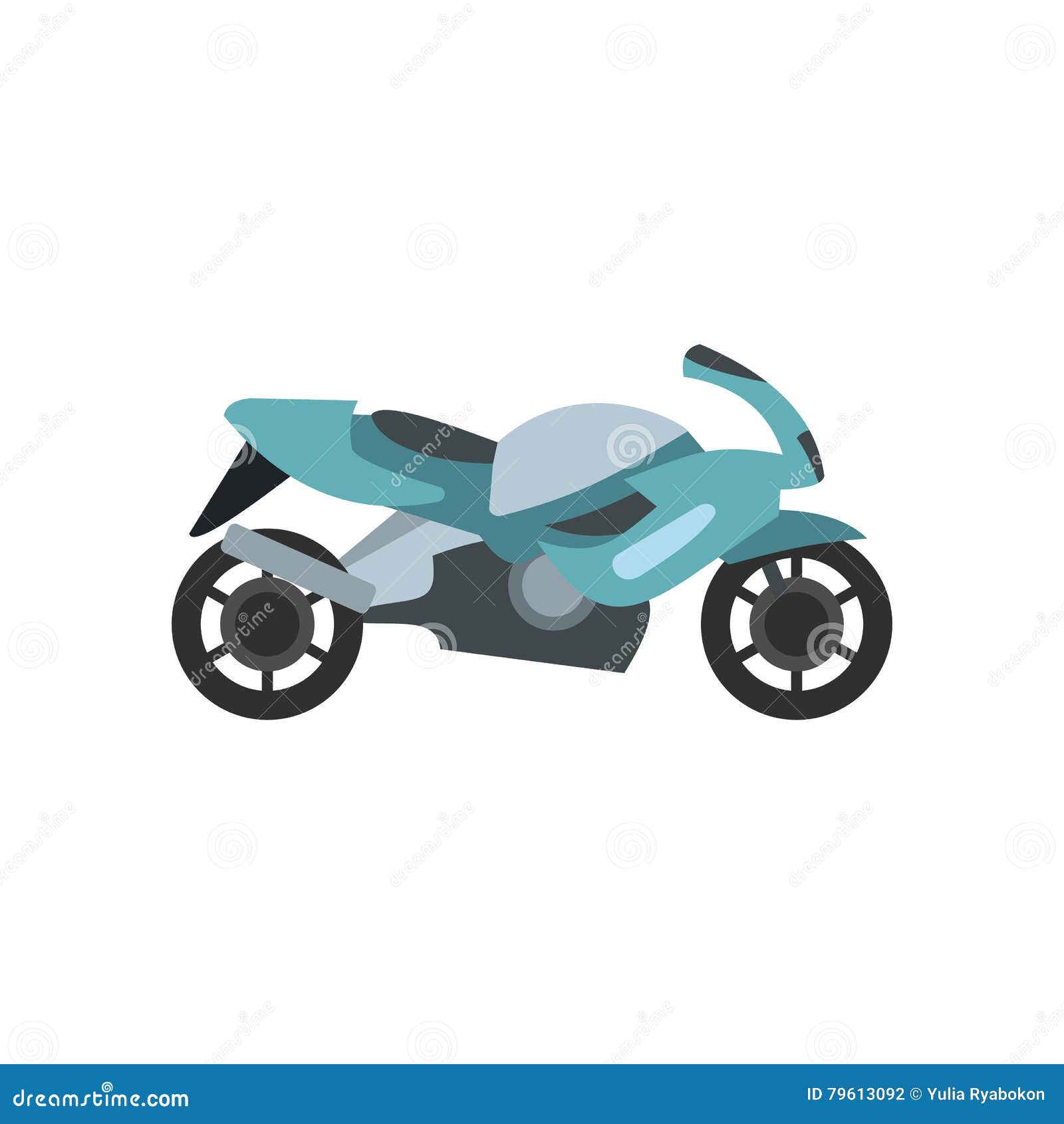 Motorcycle blue flat icon stock vector. Illustration of plain - 79613092
