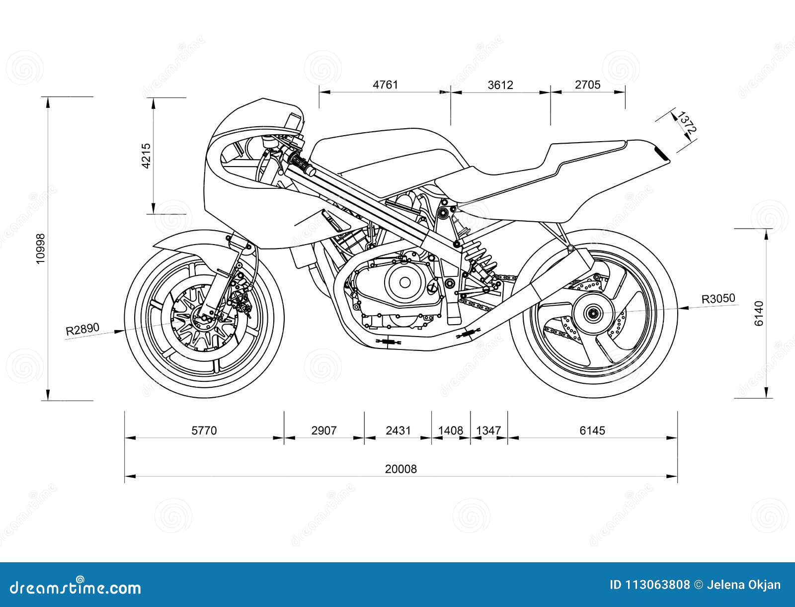 Motorcycle Blueprint - Isolated Stock Illustration - Illustration of ...