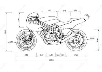 Motorcycle Blueprint - Isolated Stock Illustration - Illustration of ...