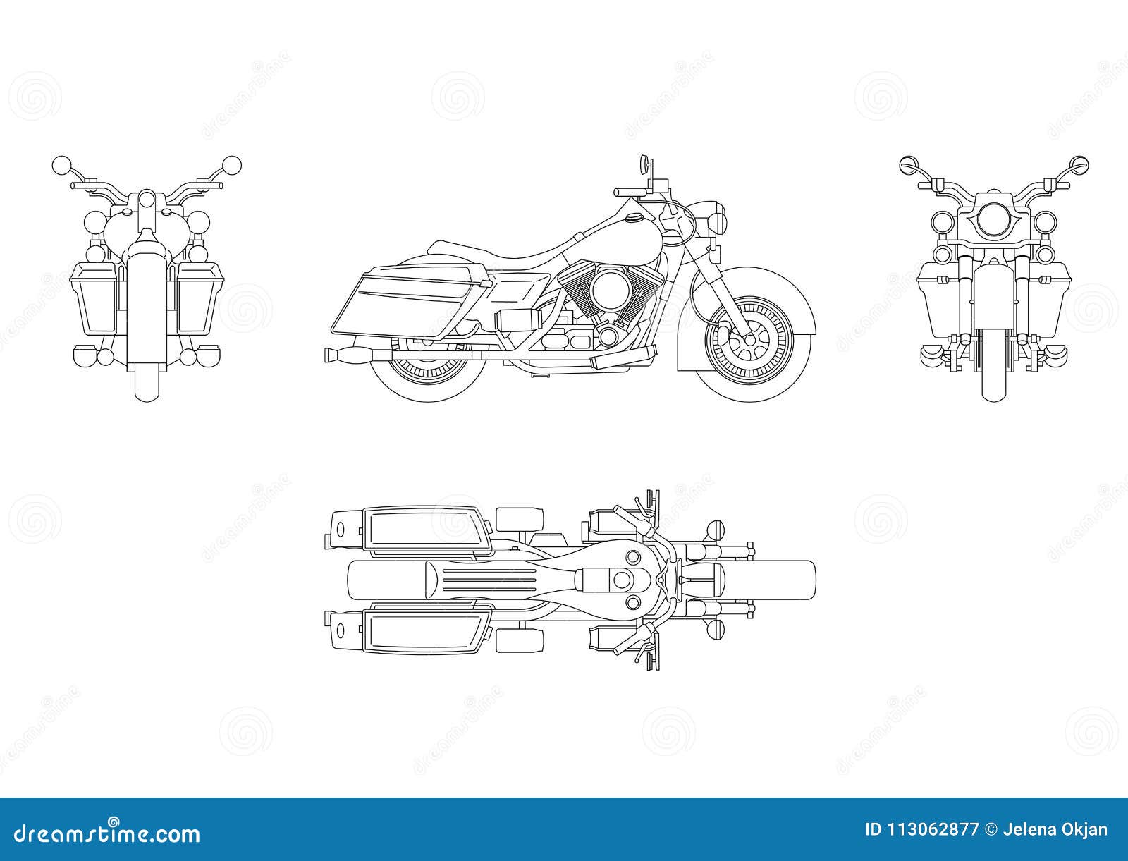 Motorcycle blueprint stock illustration. Illustration of engineer ...