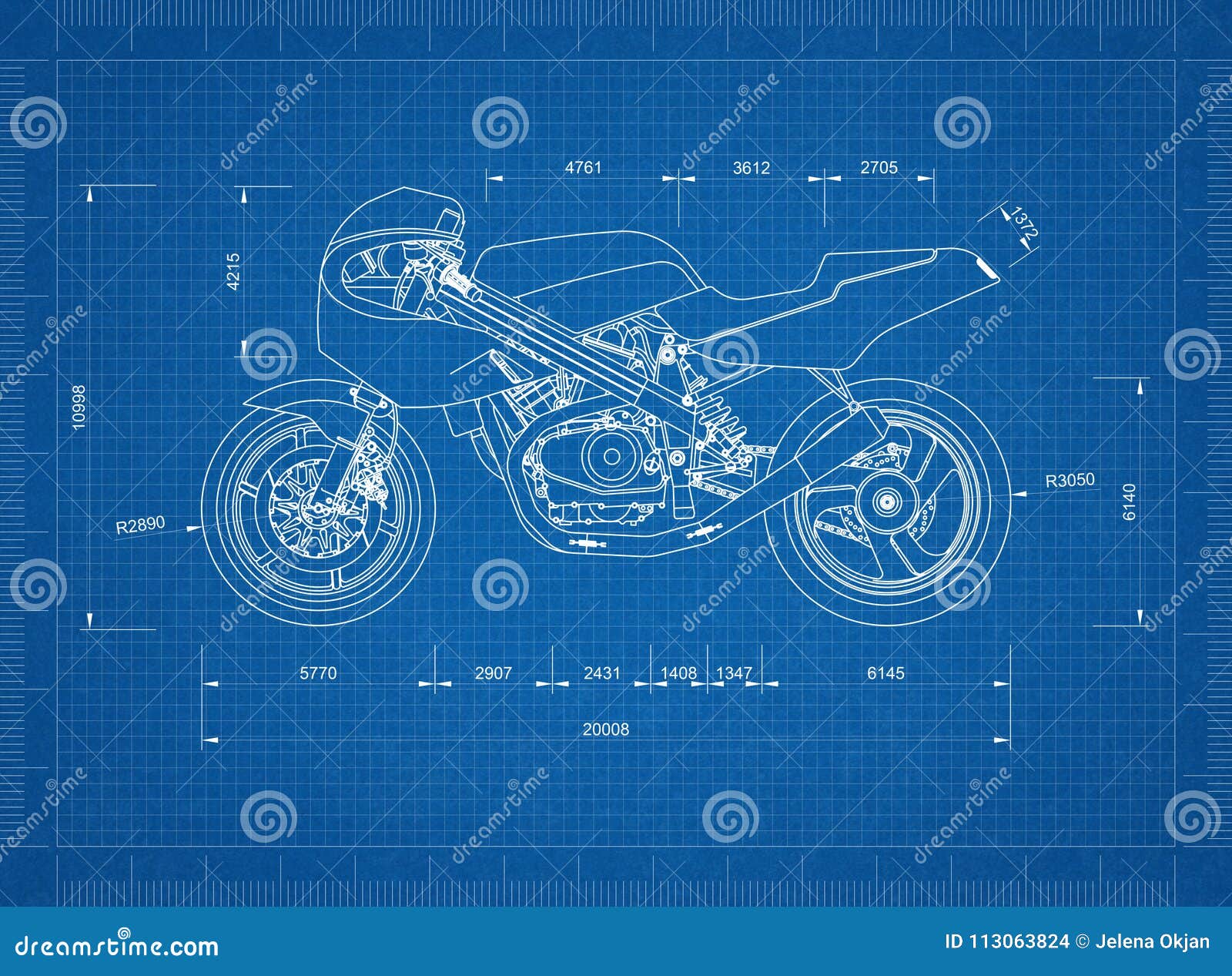 Motorcycle blueprint stock illustration. Illustration of moto - 113063824
