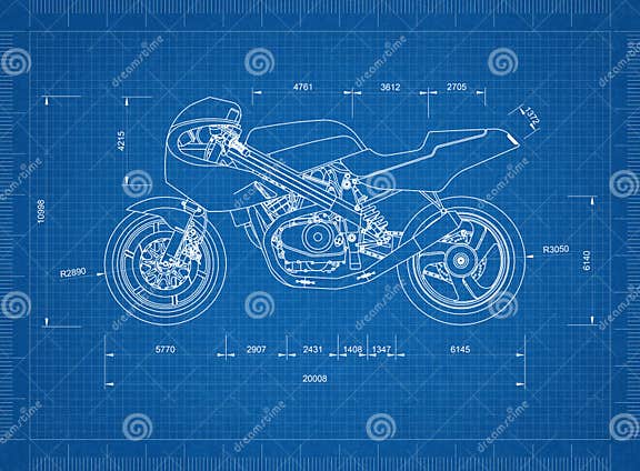 Motorcycle blueprint stock illustration. Illustration of moto - 113063824