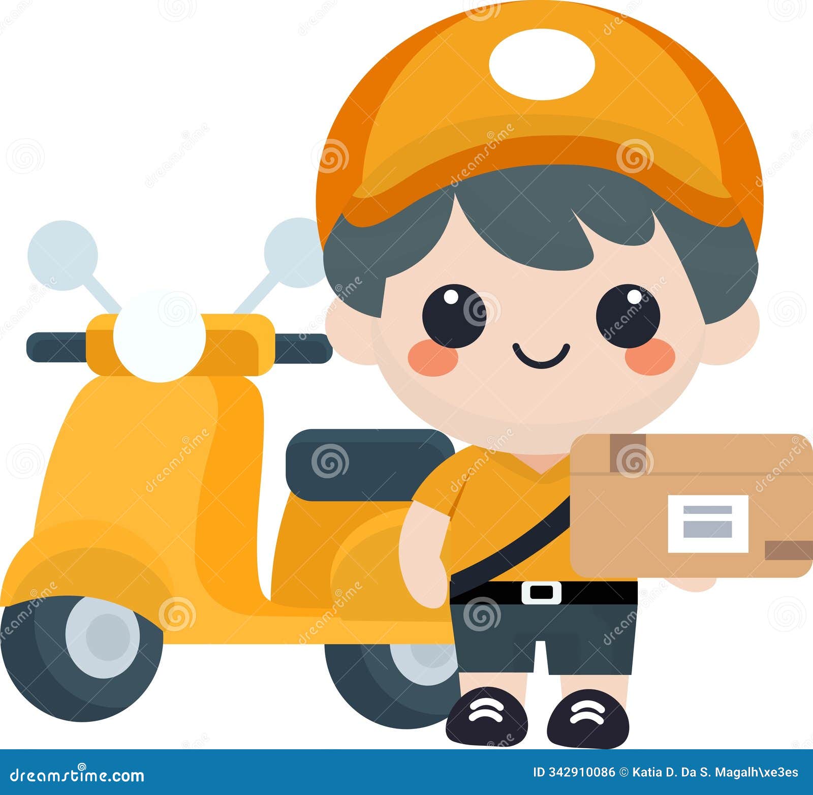Motorcycle Boy, Delivery Man, Postman, Cute, Illustration for Designers ...