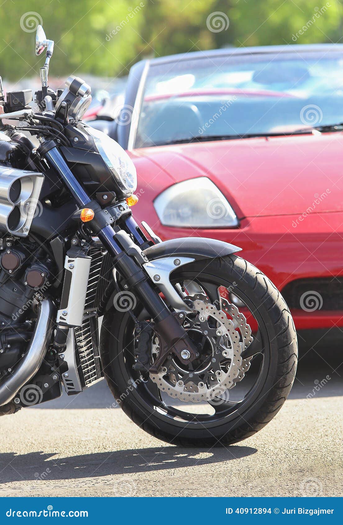 Motorcycle and Car on the Road Stock Photo - Image of saftey, motor ...