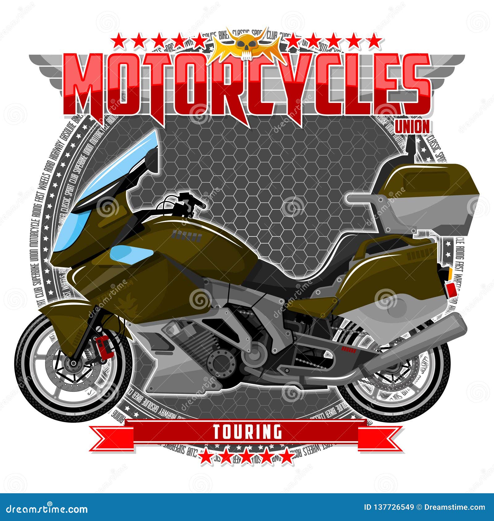 Motorcycle of a Certain Type, on a Symbolic Background. Stock Vector ...