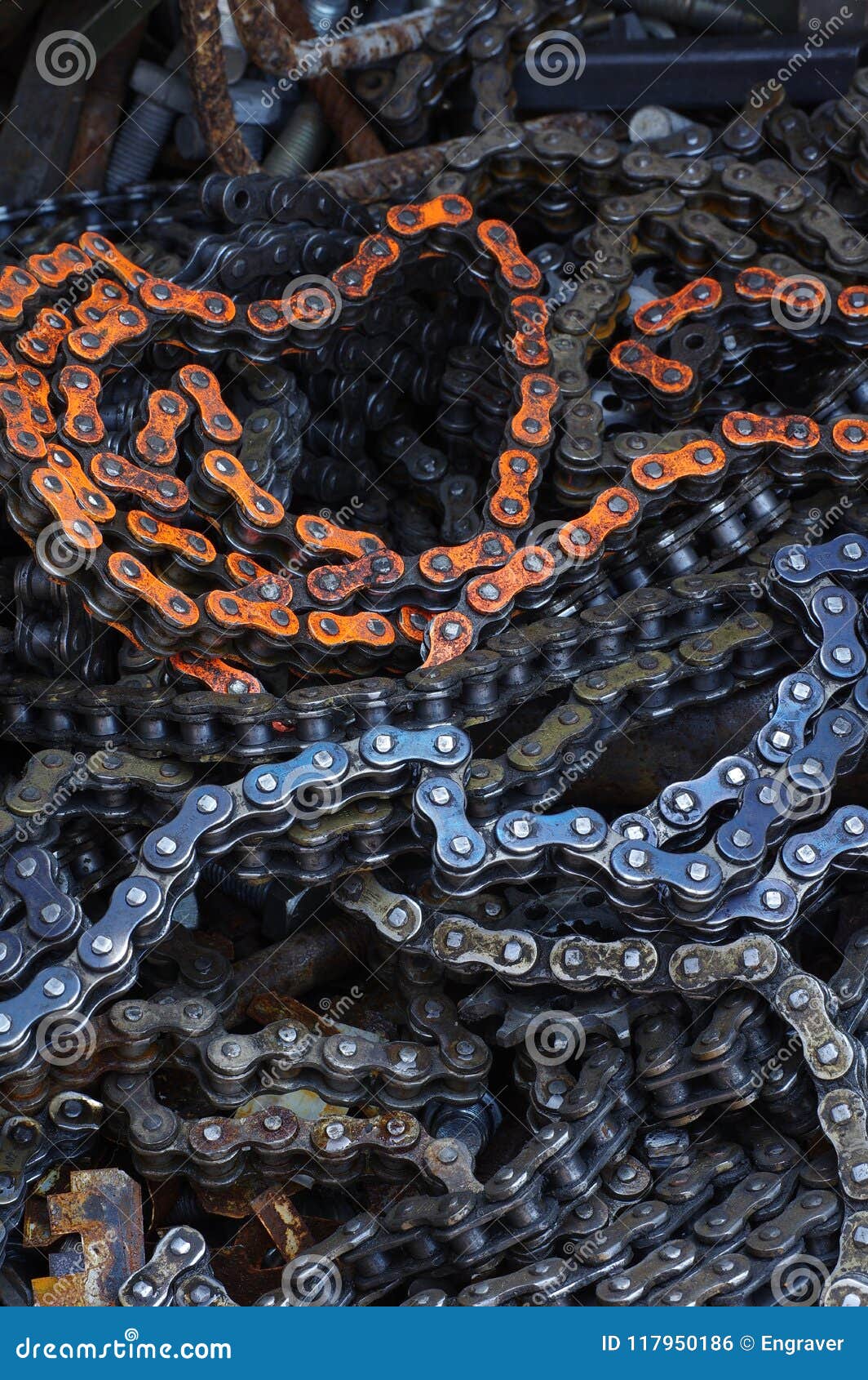 Motorcycle chains stock photo. Image of gearwheel, group - 117950186