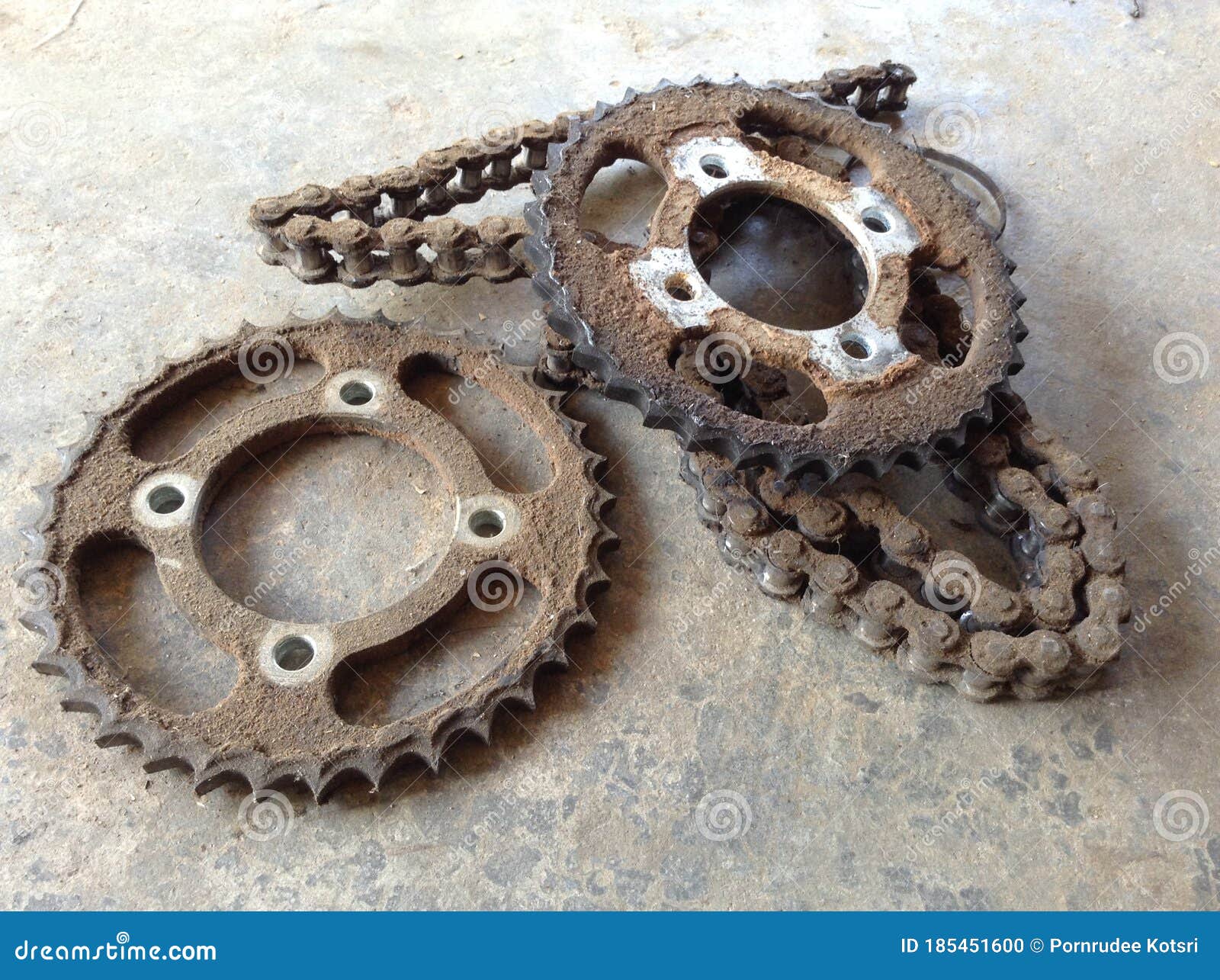 Motorcycle Chains and Old Gear Stock Photo - Image of ring, industrial ...