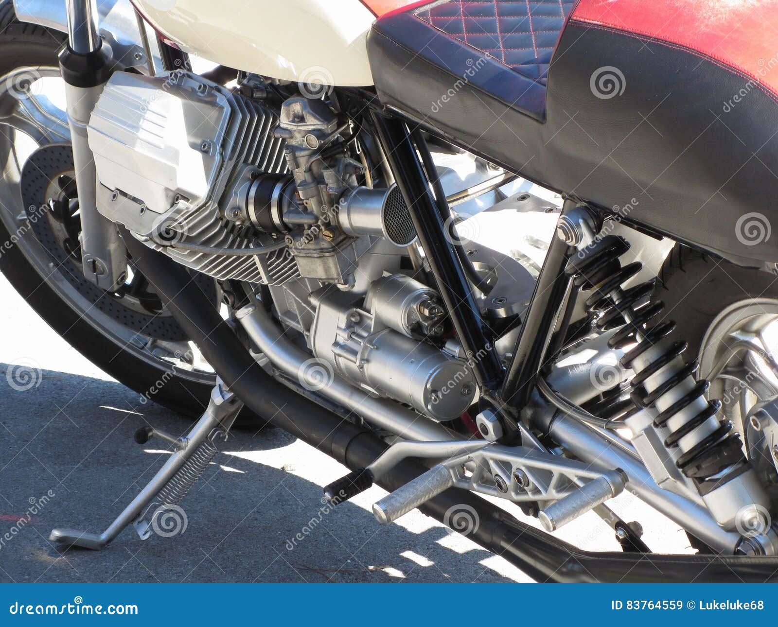 Motorcycle Chromed Engine Closeup Detail. Side View Stock Image - Image ...