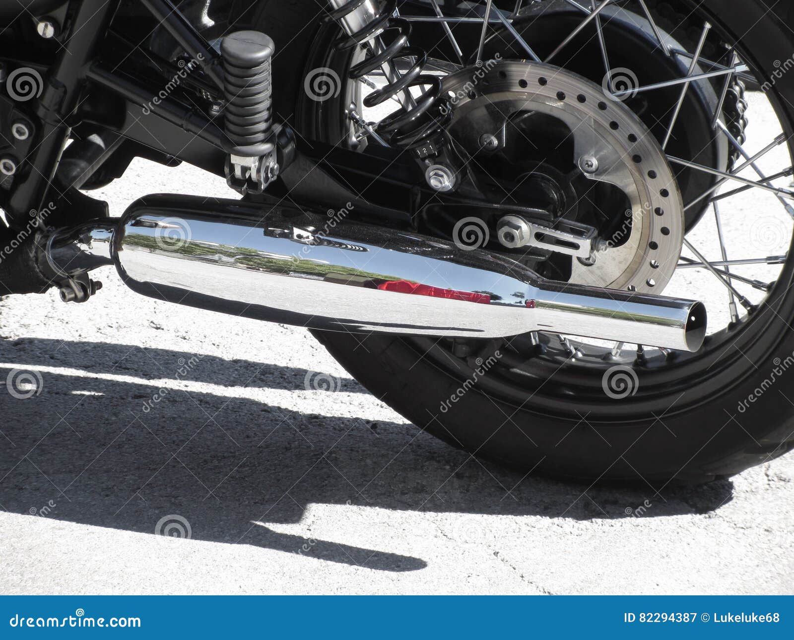Motorcycle Chromed Exhaust Pipe . Side View Stock Image - Image of iron ...