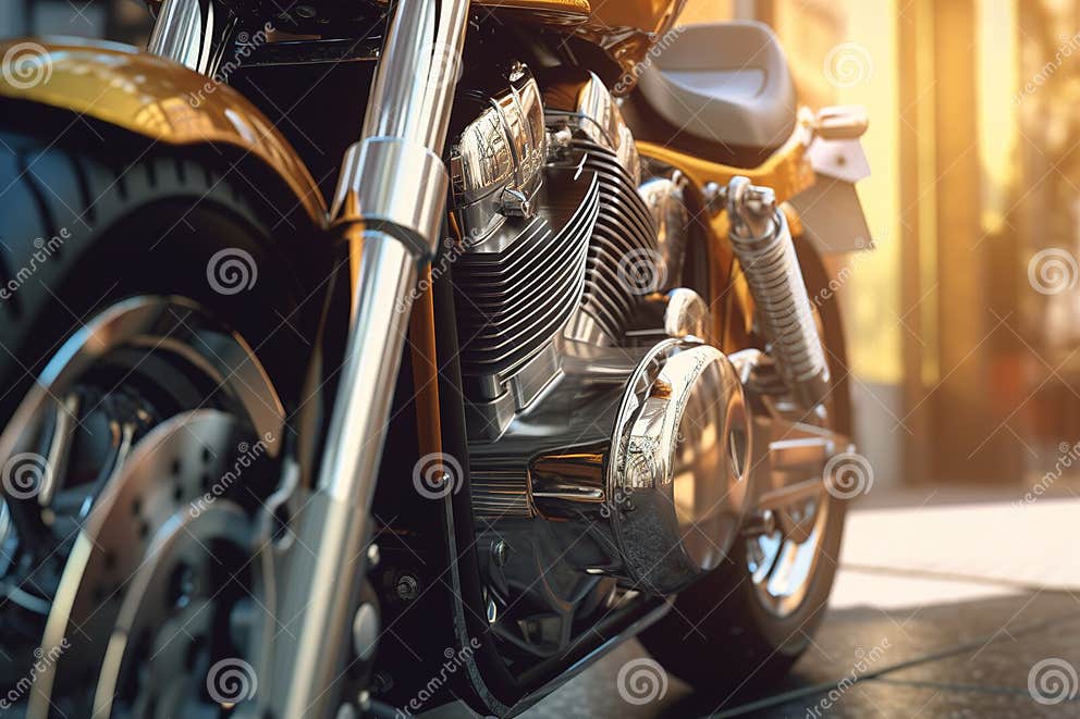 Motorcycle Close-up. Generated by AI Stock Illustration - Illustration ...