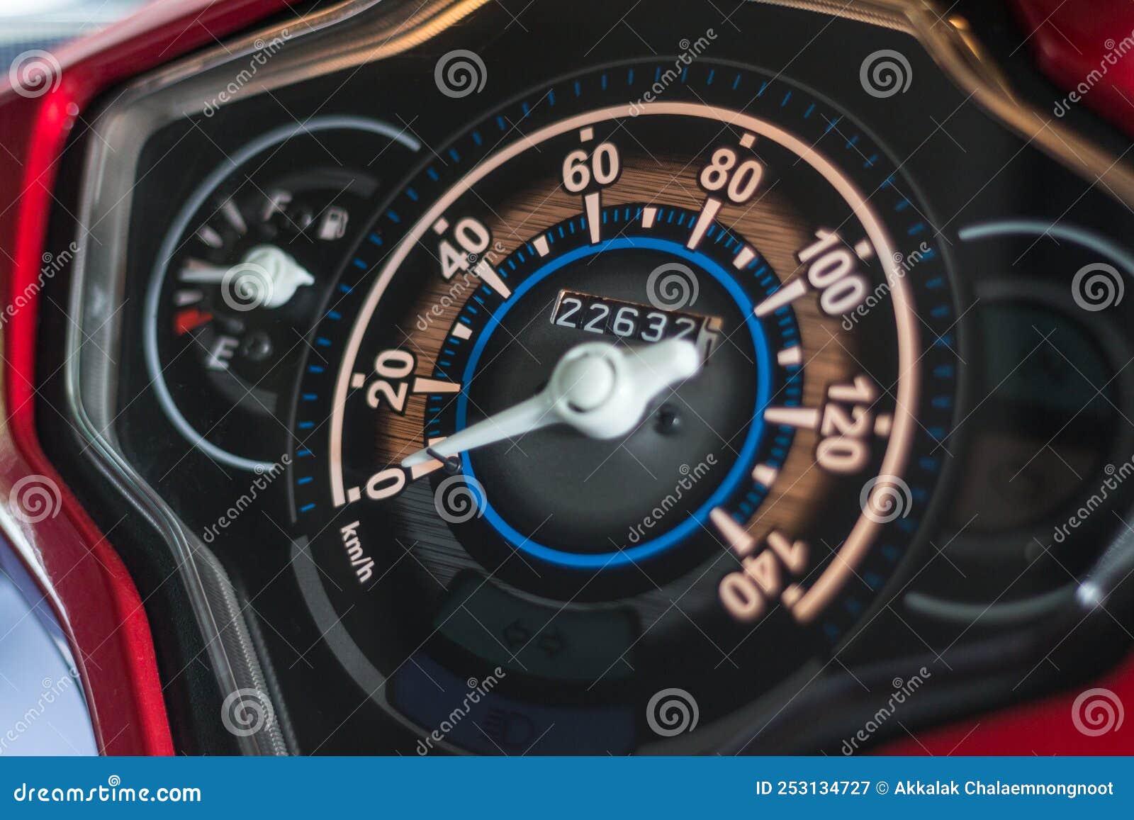 Motorcycle Control Panel with Speedometer and Fuel Gauge Stock Image ...