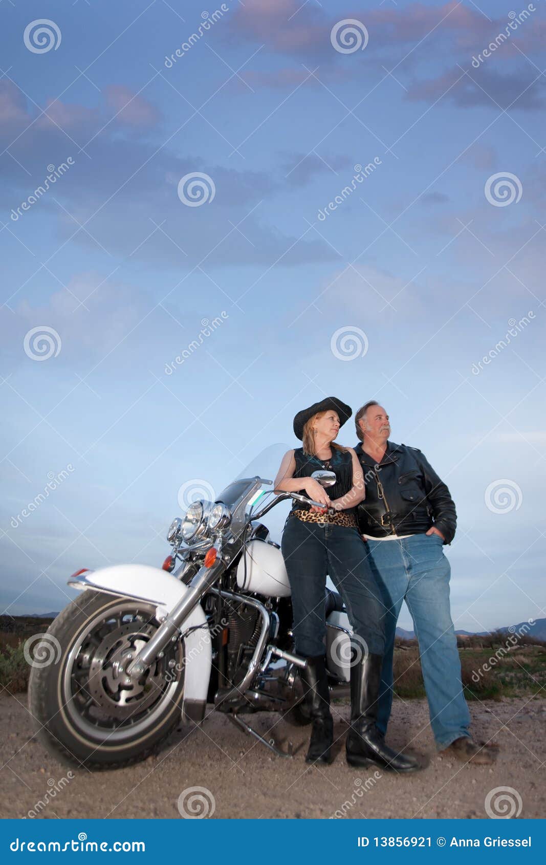 Motorcycle couple stock image. Image of motorcycle, sunset - 13856921
