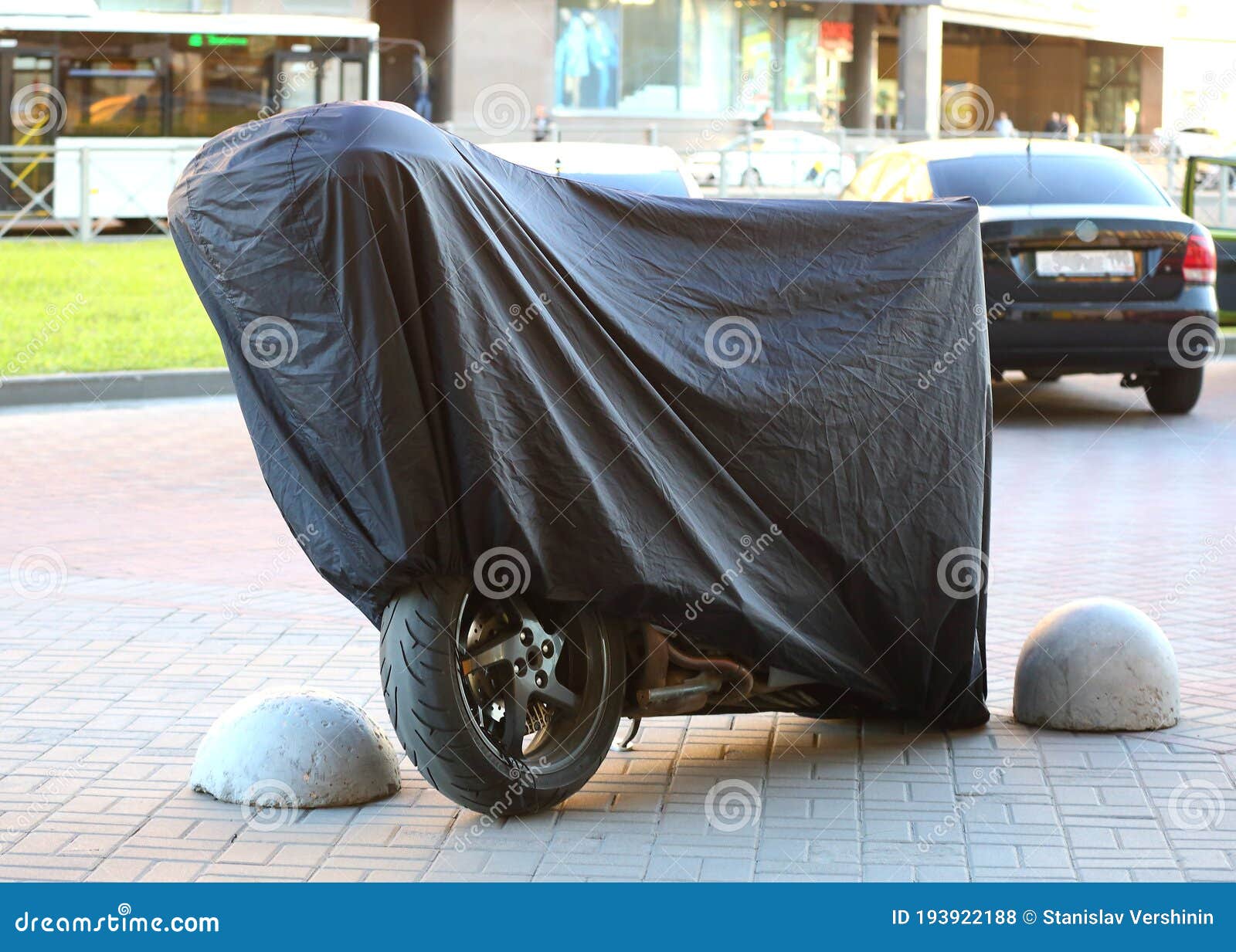 Motorcycle Covered with a Cover Stock Photo - Image of case, travel ...