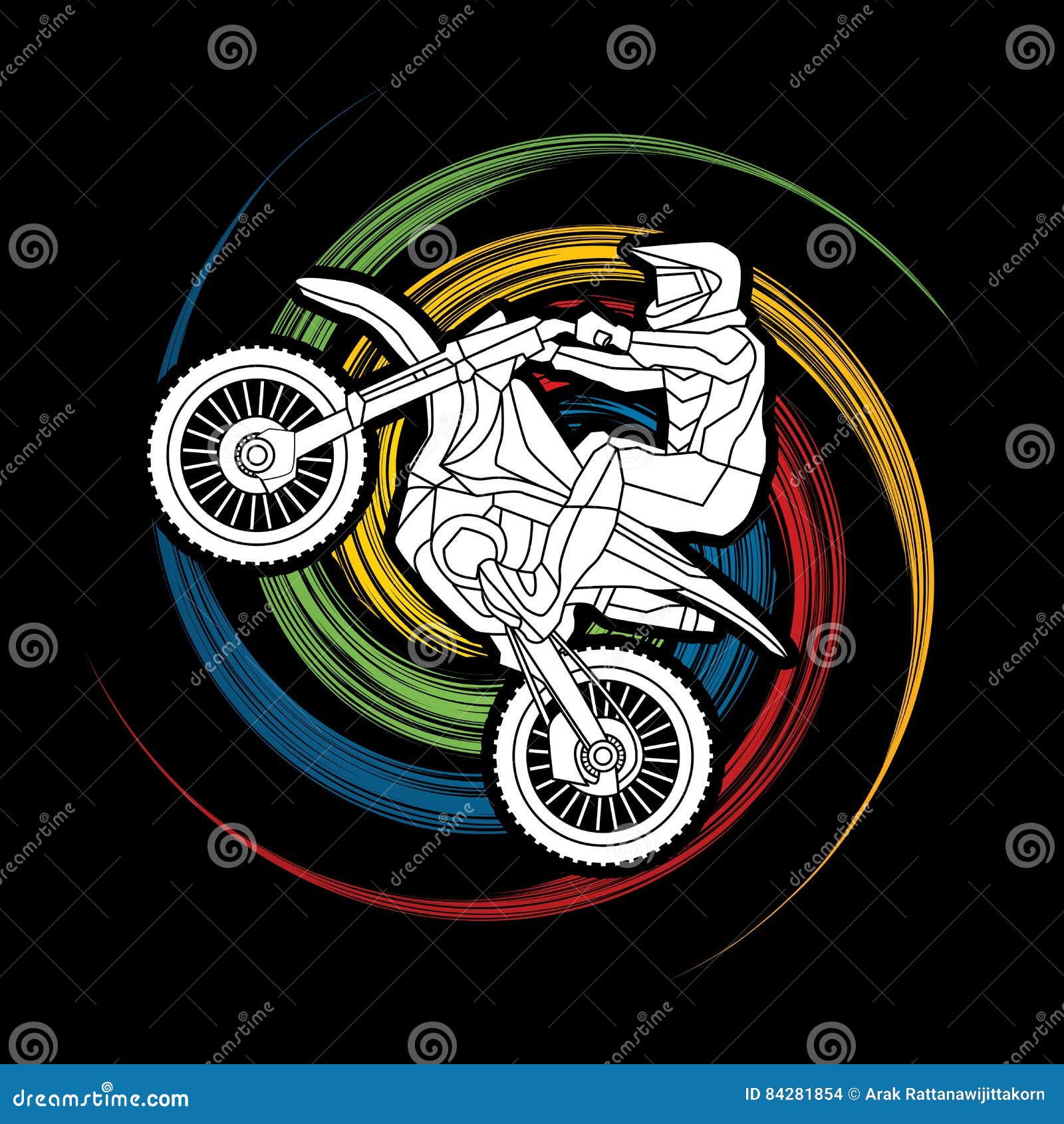 Motorcycle Cross Jumping Graphic Stock Vector - Illustration of bike ...