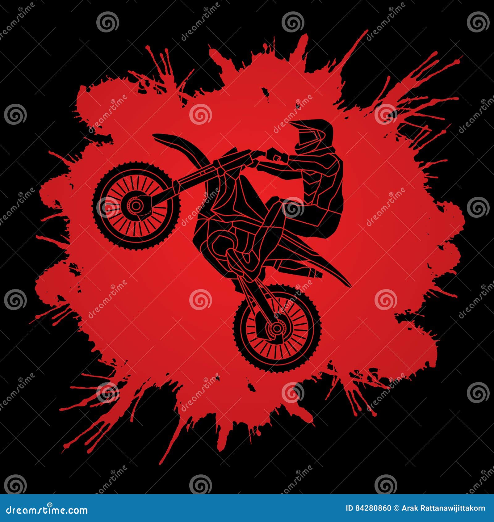 Motorcycle Cross Jumping Graphic Vector Illustration | CartoonDealer ...