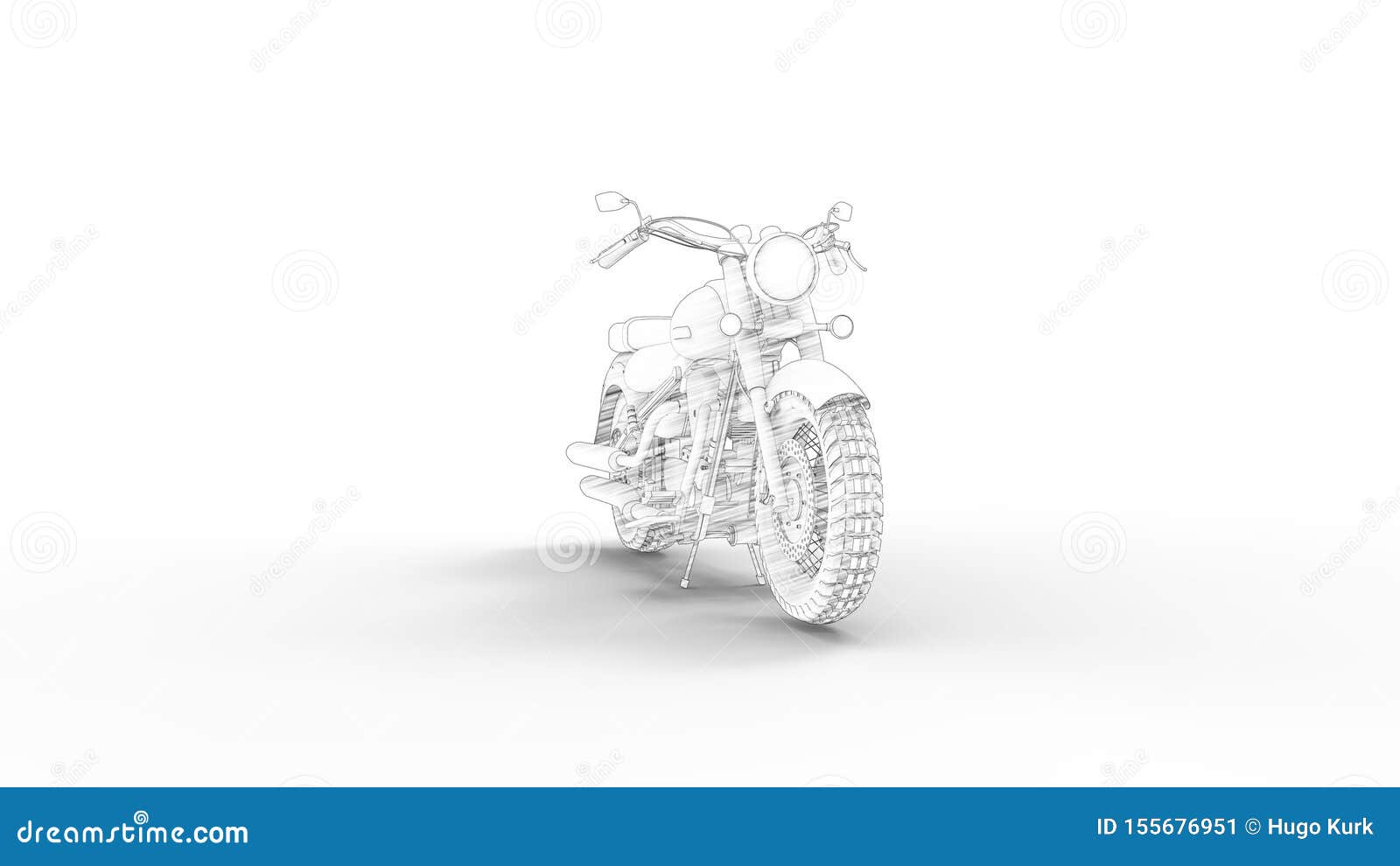 Motorcycle Cruiser Sketch Isolated in White Studio Background Stock ...