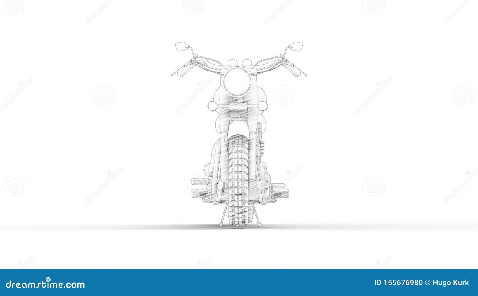 Motorcycle Cruiser Sketch Isolated in White Studio Background Stock ...