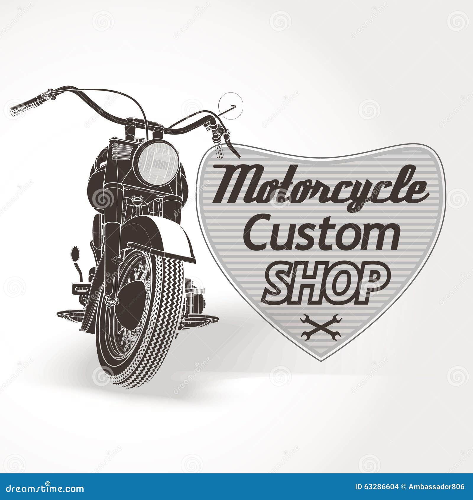 Custom Motor Front View Monochrome Vector Isolated Eps Cartoondealer
