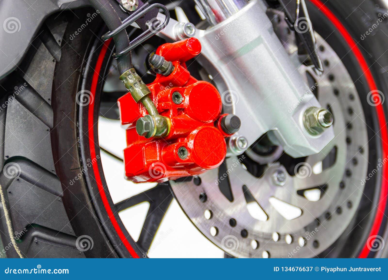 Motorcycle Disc Brake New Modern Red of Motorcycle Stock Image - Image ...