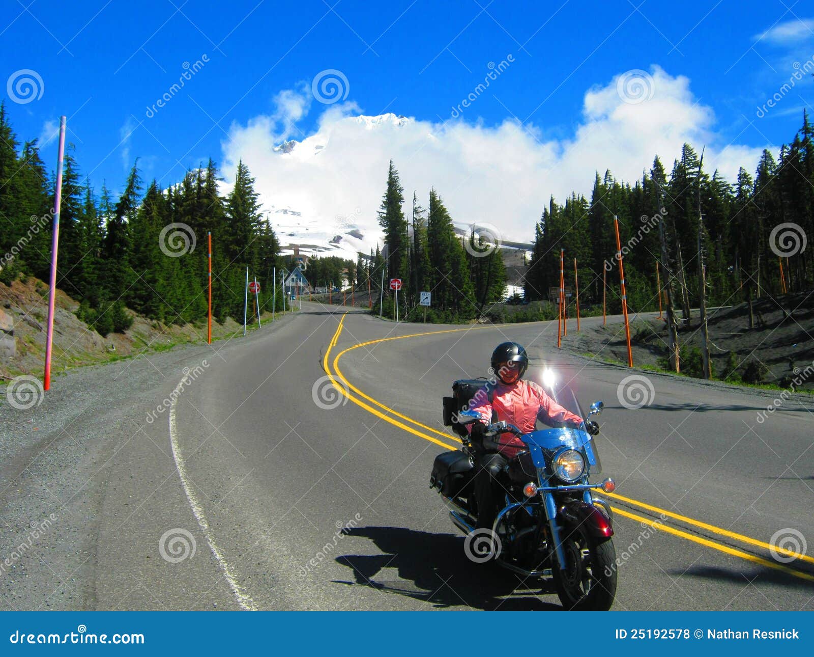 Motorcycle down mount hood editorial stock photo. Image of motorcycle ...