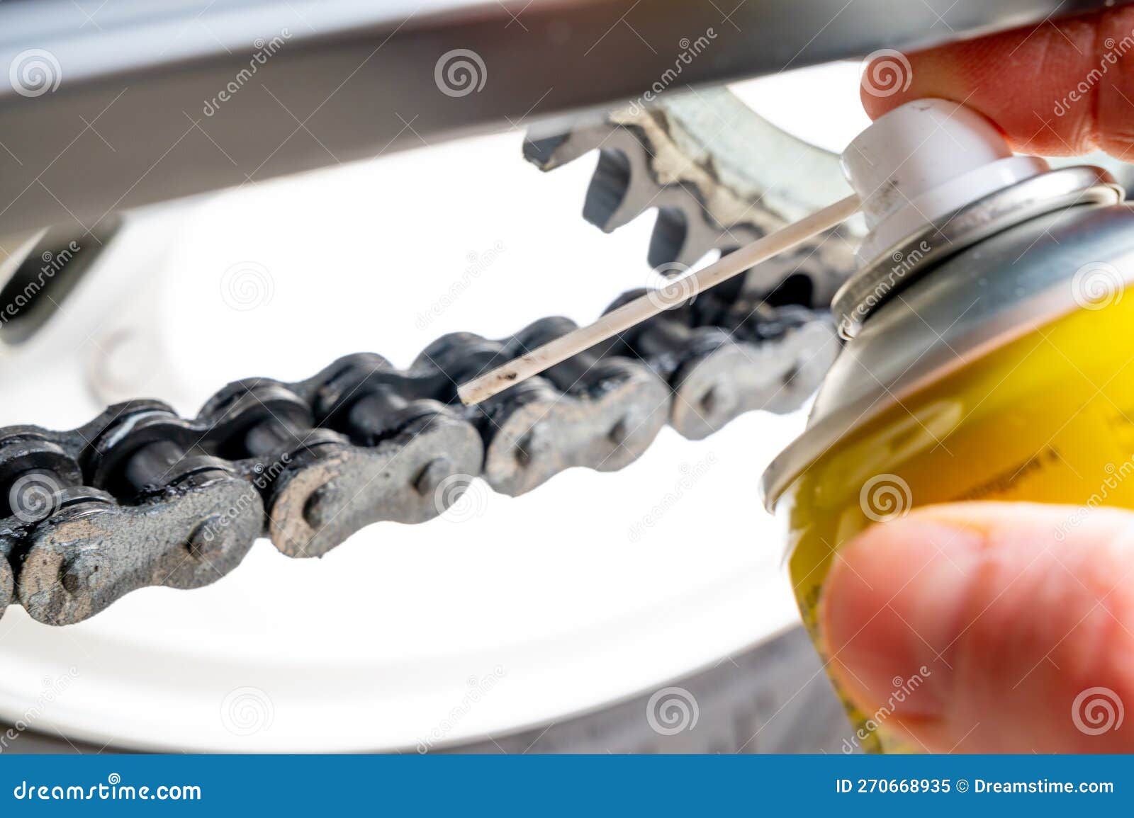 Motorcycle Drive Chain and Lubricant. Stock Image - Image of ...