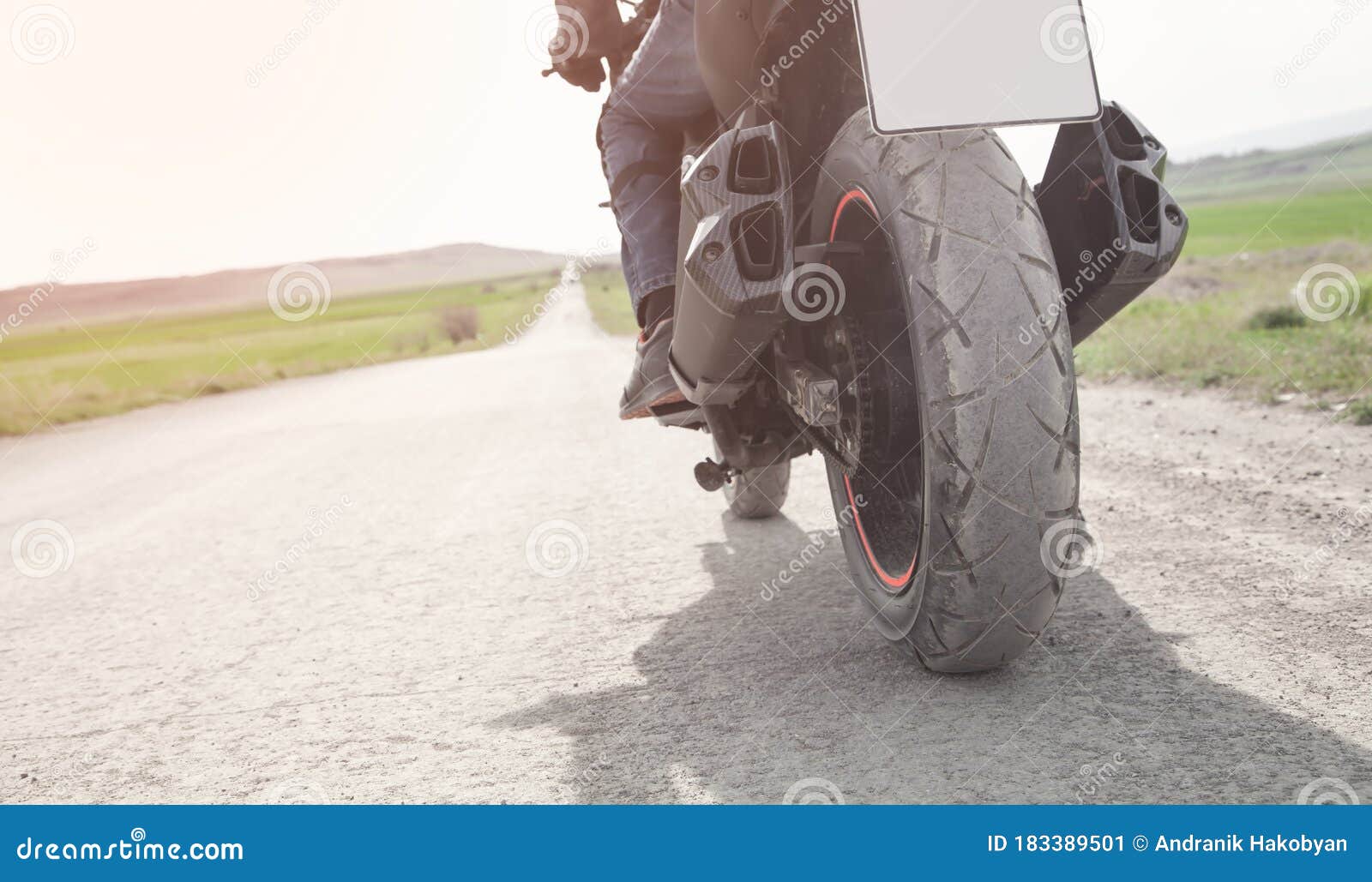 Motorcycle Driver Riding Alone on Asphalt Motorway Stock Image - Image ...