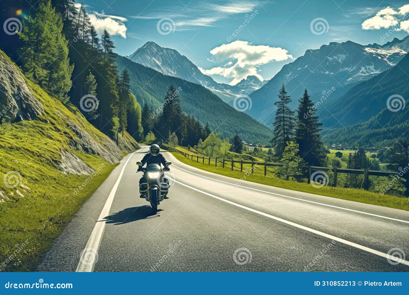 Motorcycle Driver Riding in Alpine Highway Nockalms Stock Image - Image ...