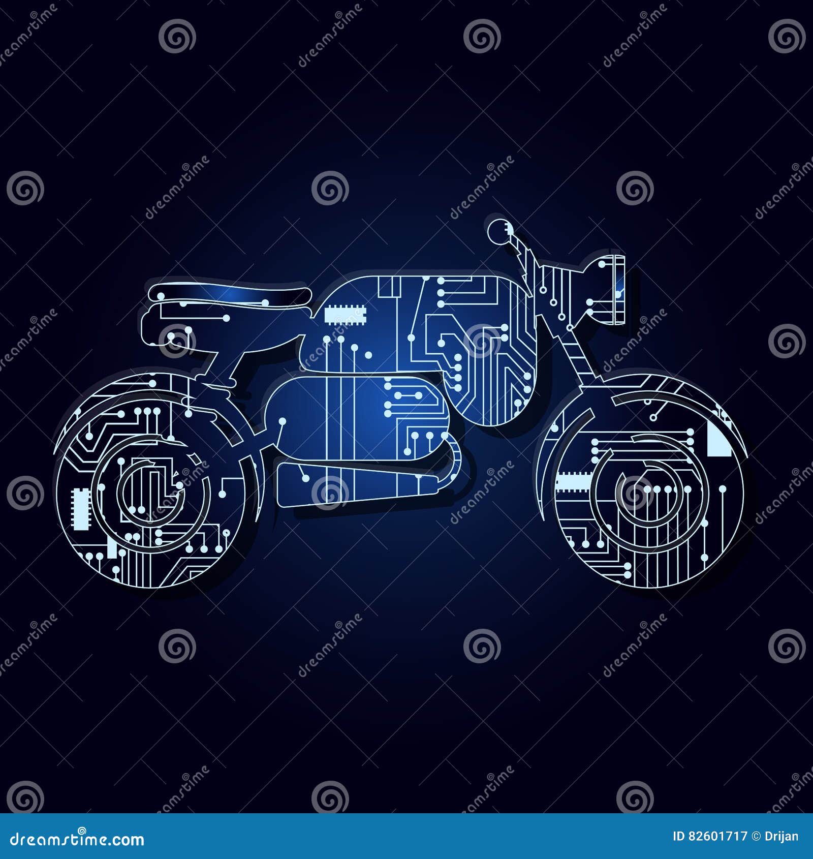 Motorcycle with Electronic Circuit Stock Vector - Illustration of blue ...