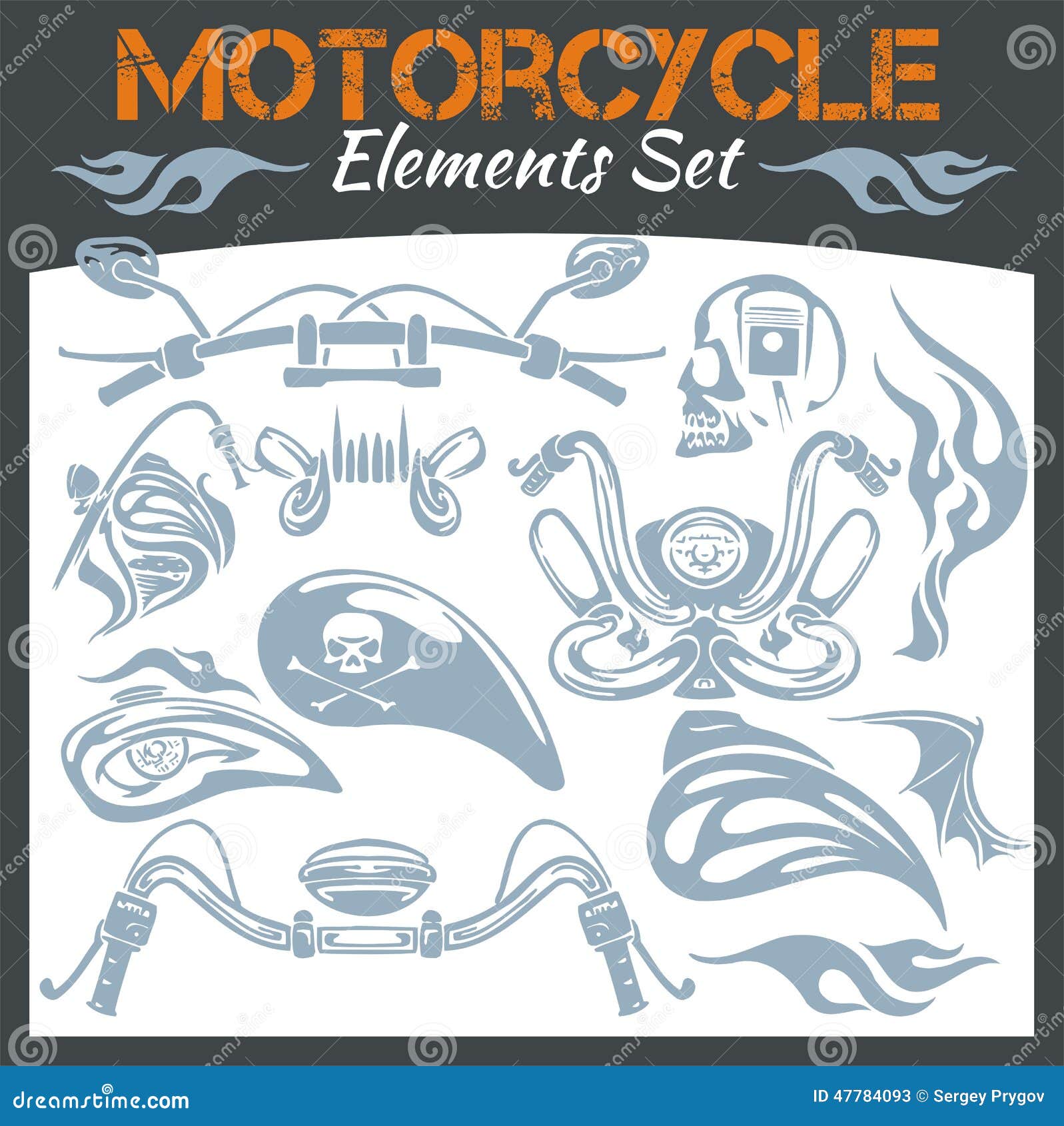 Motorcycle Elements Vector Set. Stock Vector - Illustration of repair ...